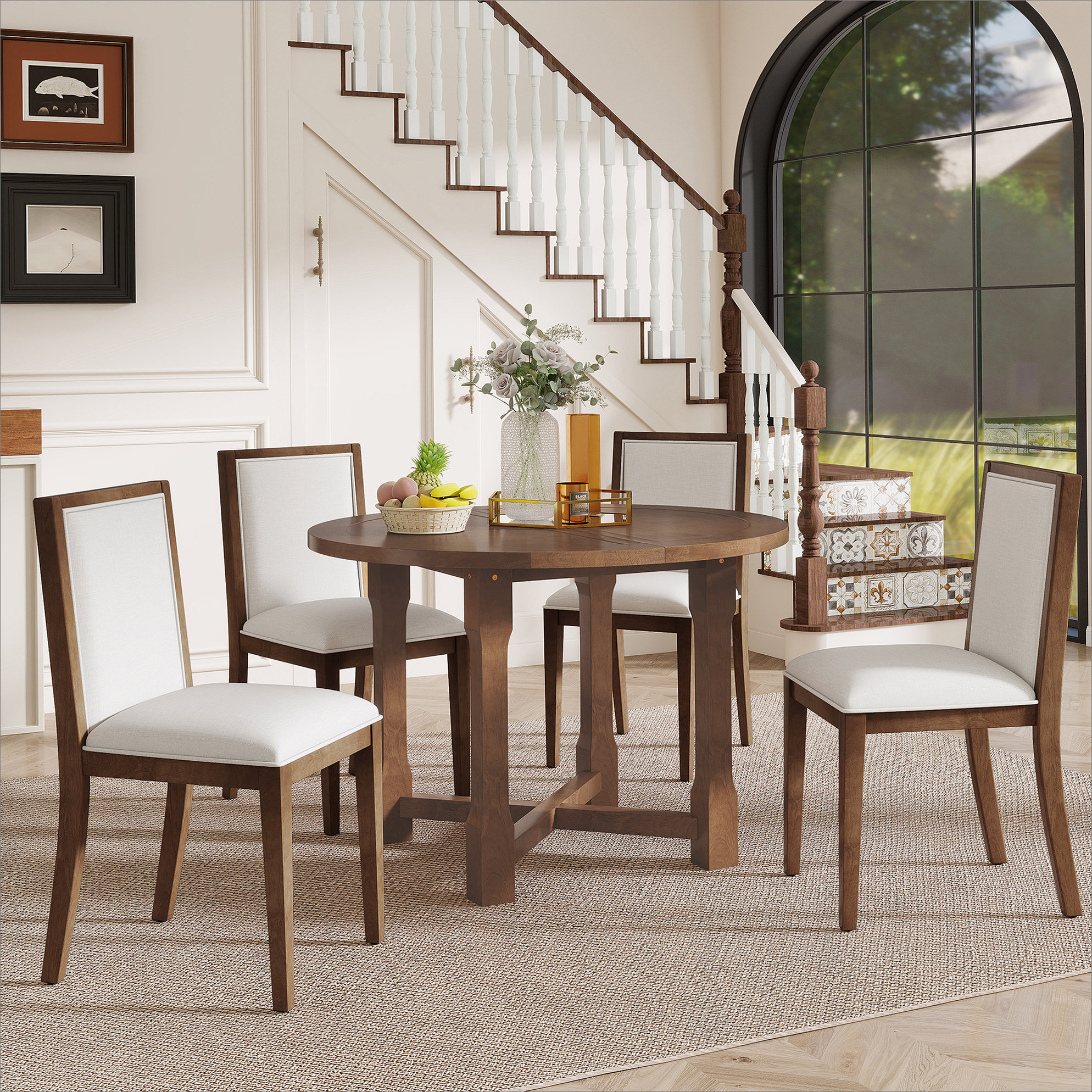 Ophelia & Co. TREXM 5-Piece Extendable Dining Table Set for 4, Round ...