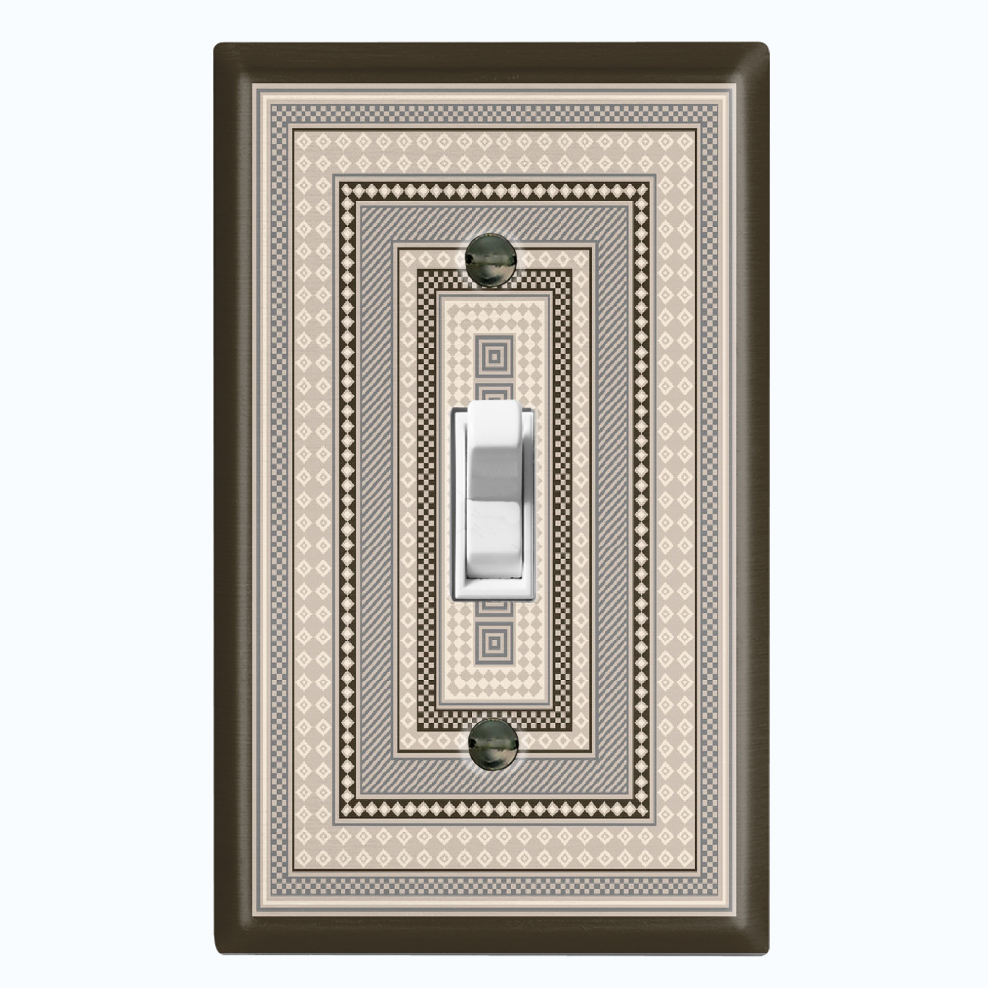 WorldAcc Metal Light Switch Plate Outlet Cover (Geometric Pattern Gray ...