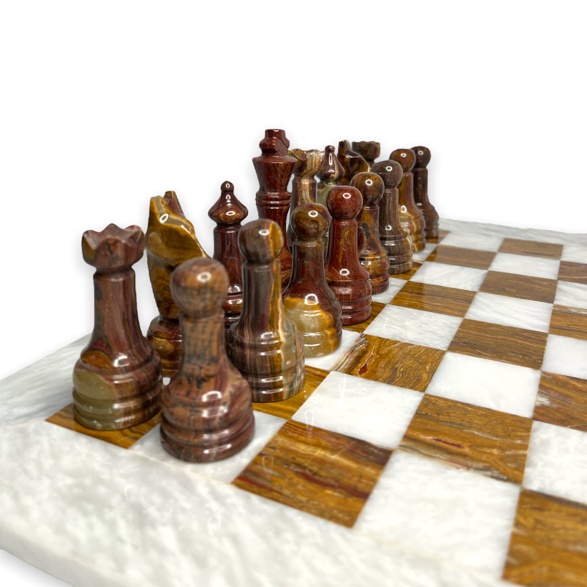 Marble Cultures 16" Handmade Marble Chess Set - Large Size Luxury ...