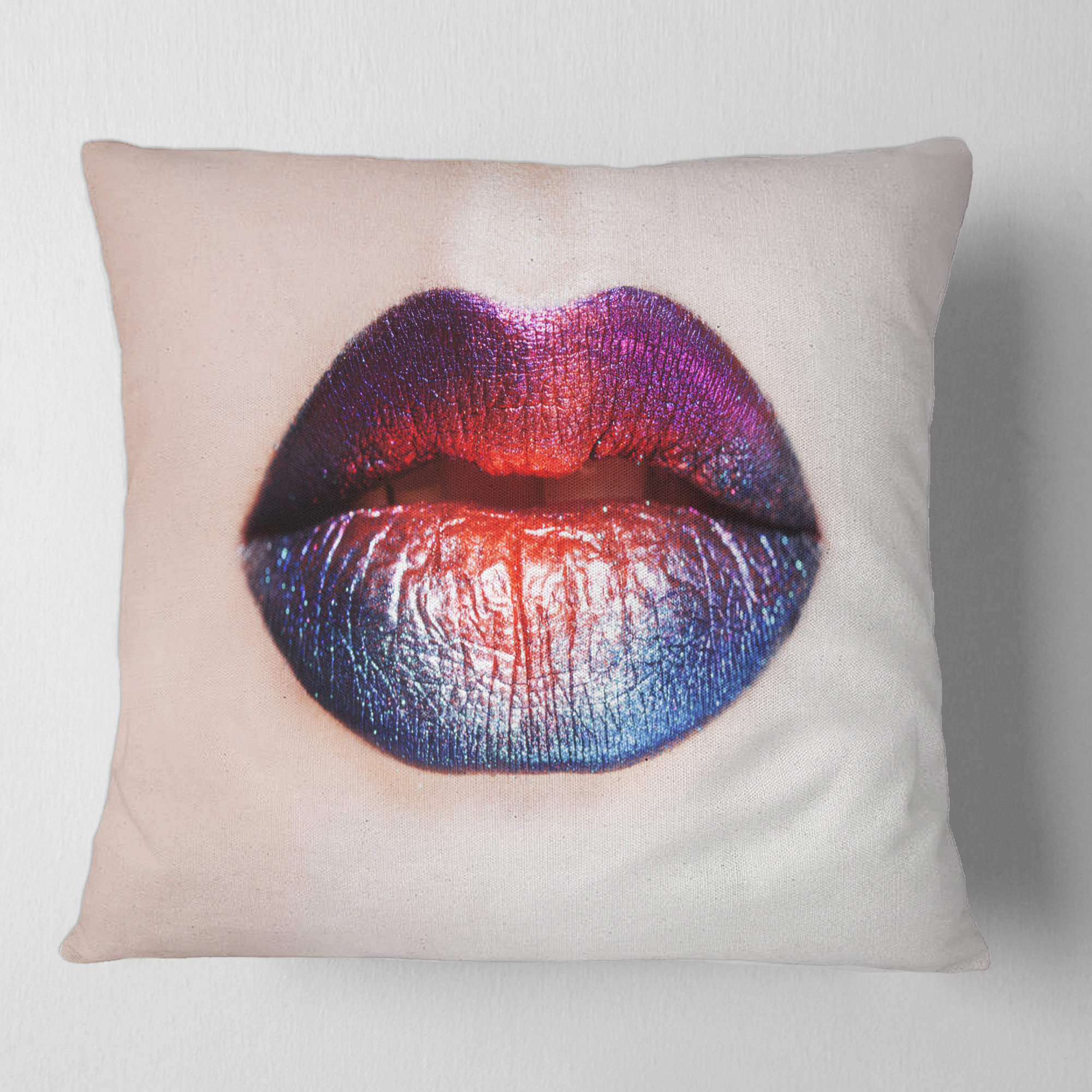 Design Art Women Lips with Bright Lipstick Square Pillow Cover & Insert ...