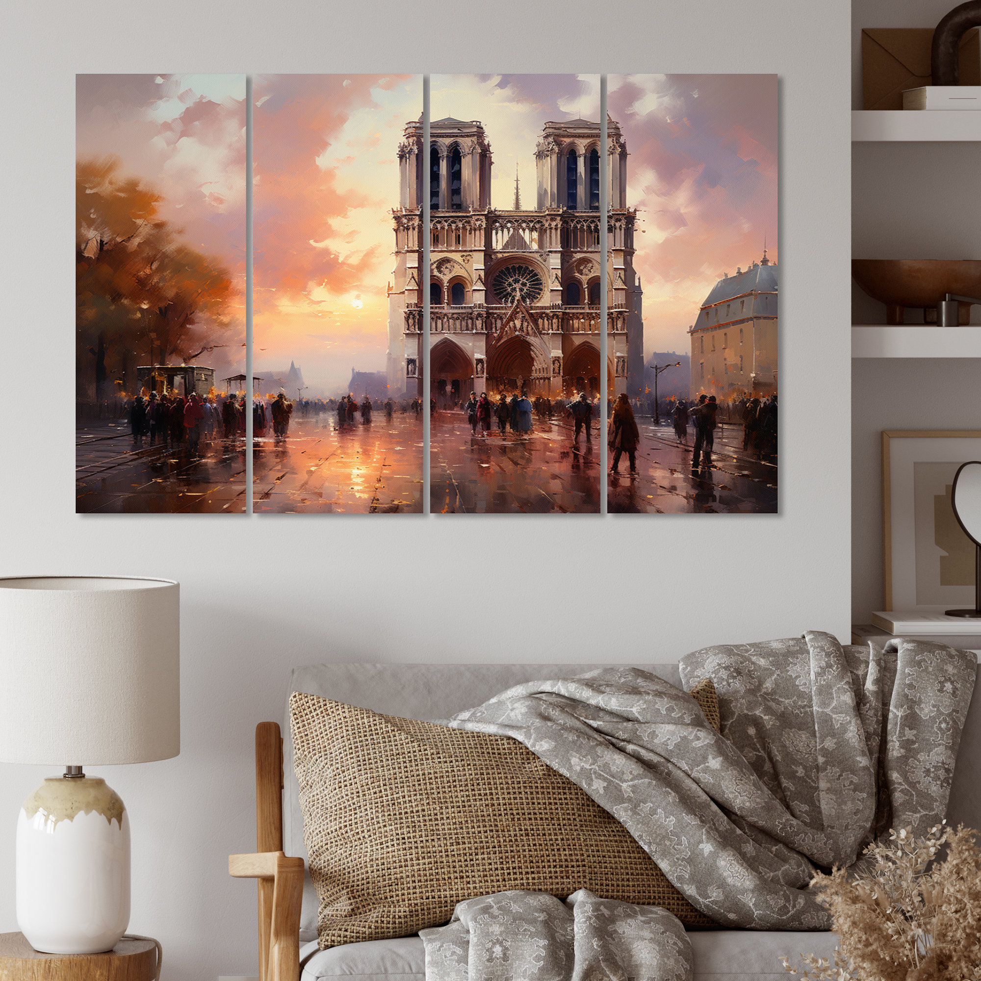 Charlton Home® The Normandy Cathedral By Claude IV On Canvas 4 Pieces ...