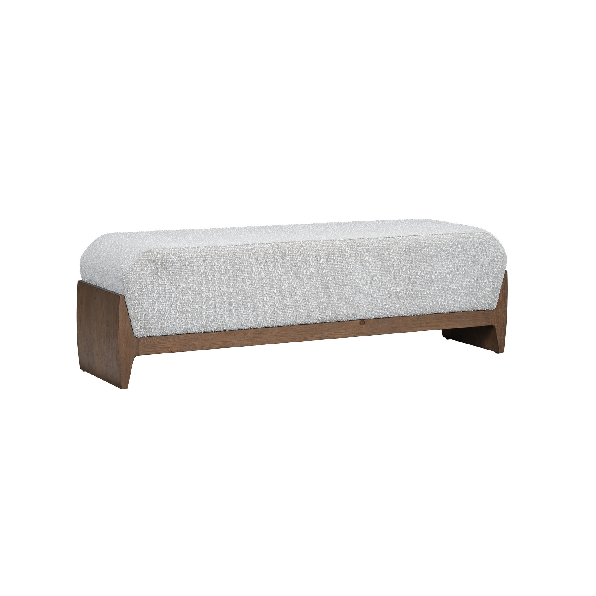 Salted Oak Odessa 60'' Bench White Upholstered Polyester Brown Oak ...