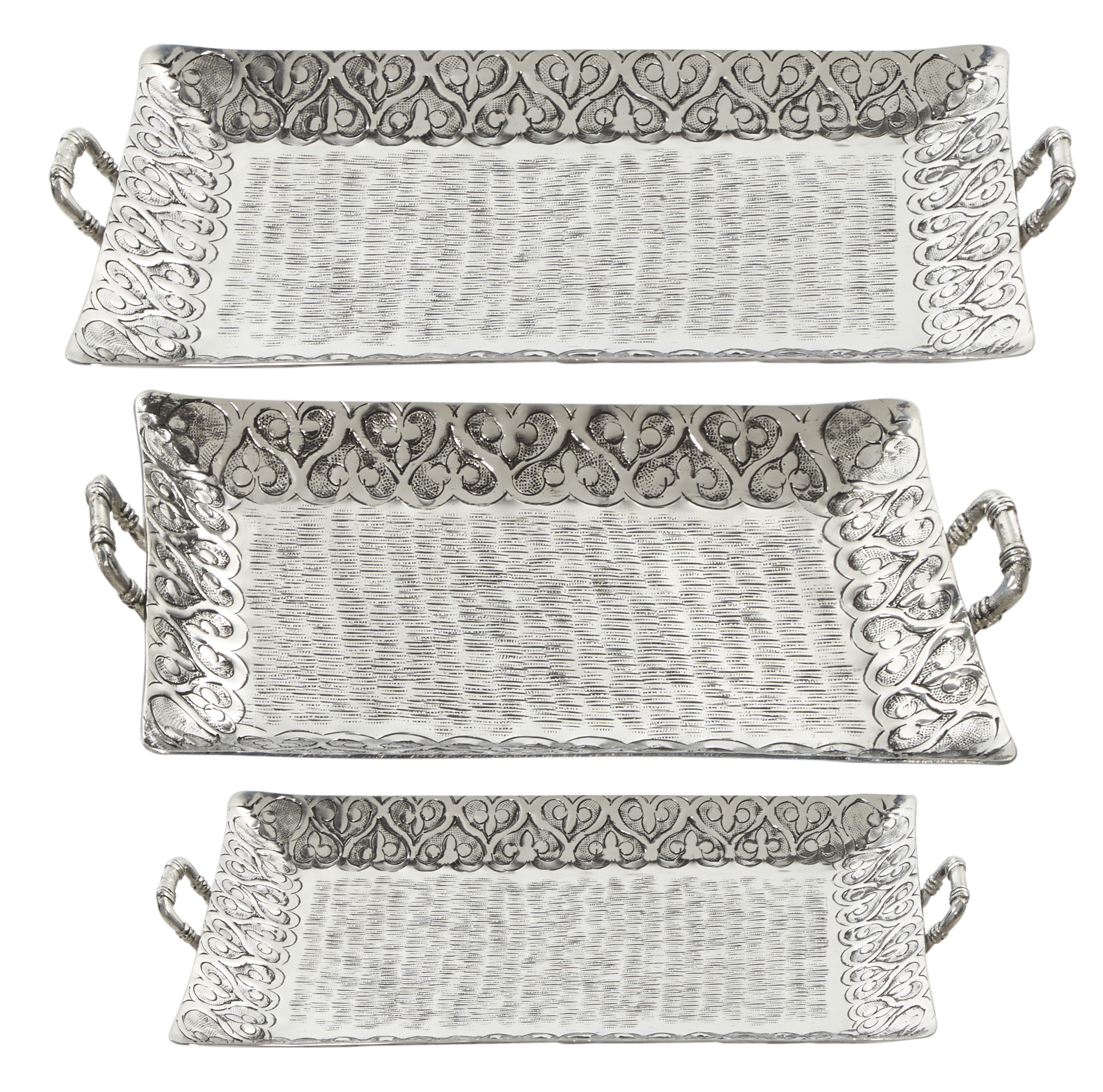 Dakota Fields Aluminum 3 Piece Serving Tray Set | Wayfair