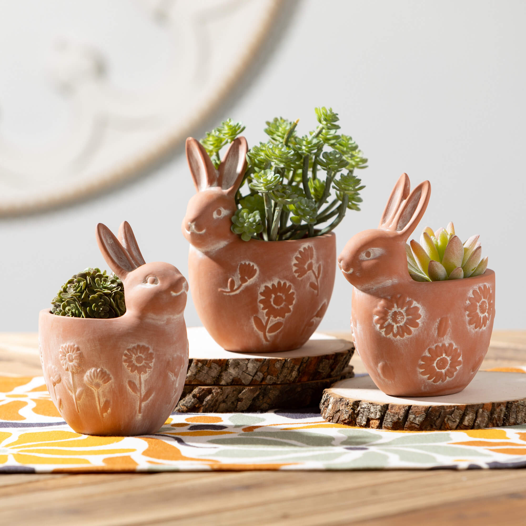 Ebern Designs 5.75" Terracotta Bunny Planter Set of 3 - Wayfair Canada
