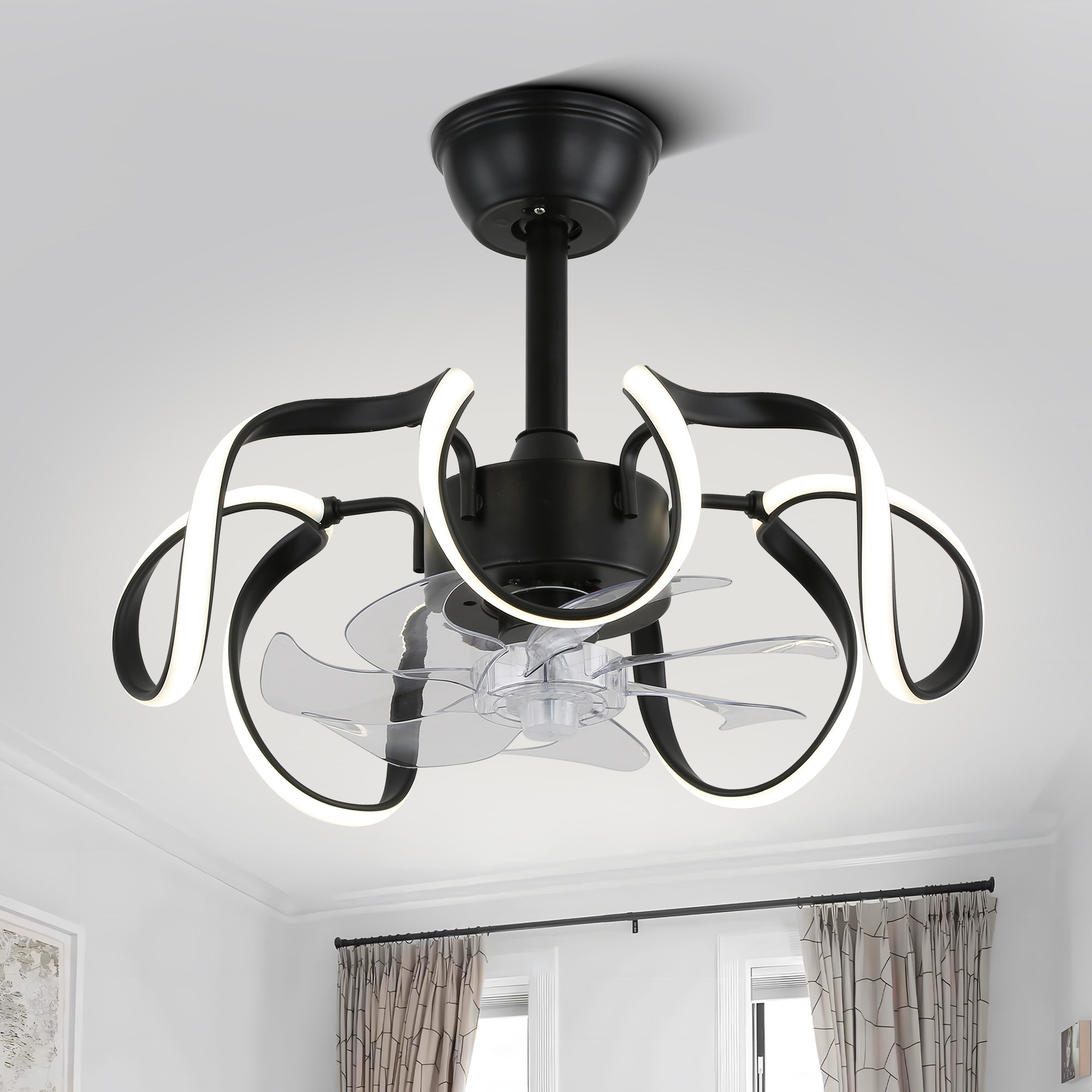 Wrought Studio™ Jiair 19in. Modern 6-Speed Ceiling Fan with Lights, 3 ...
