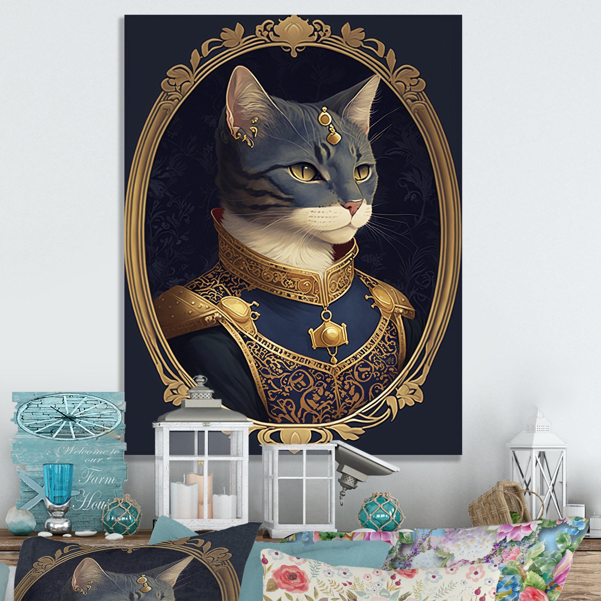 Trinx Katell Portrait of a Royal Blue Cat Prince I - Print on Canvas ...