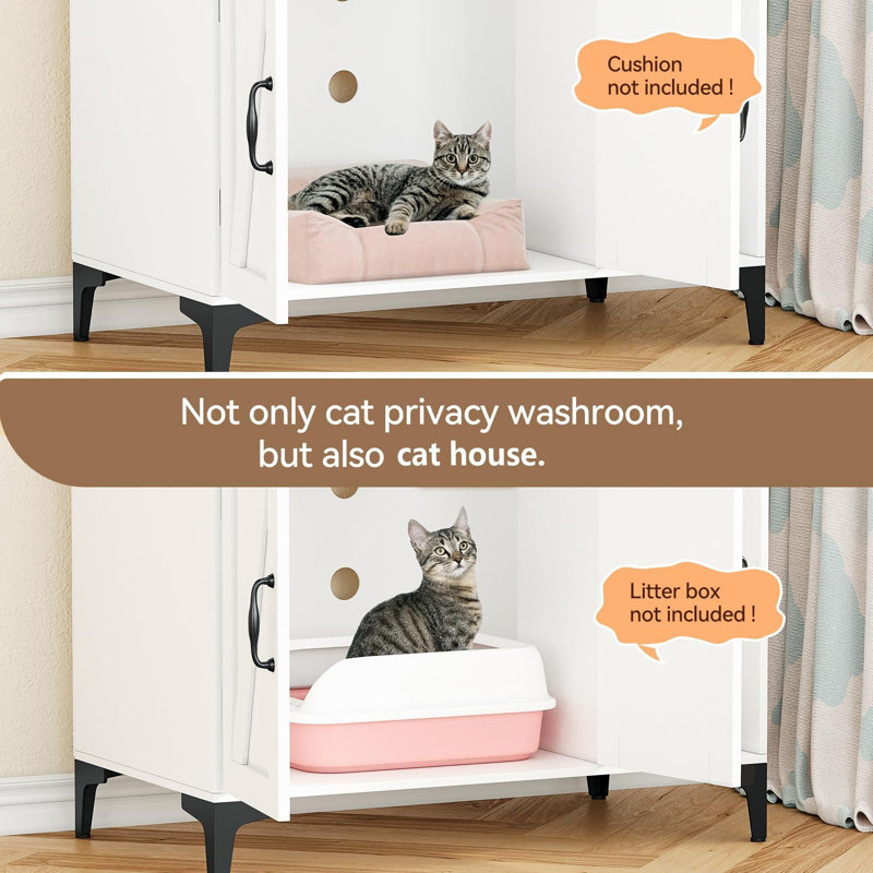 Tucker Murphy Pet™ Cat Litter Box Cabinet With Four-Layer Storage Rack ...