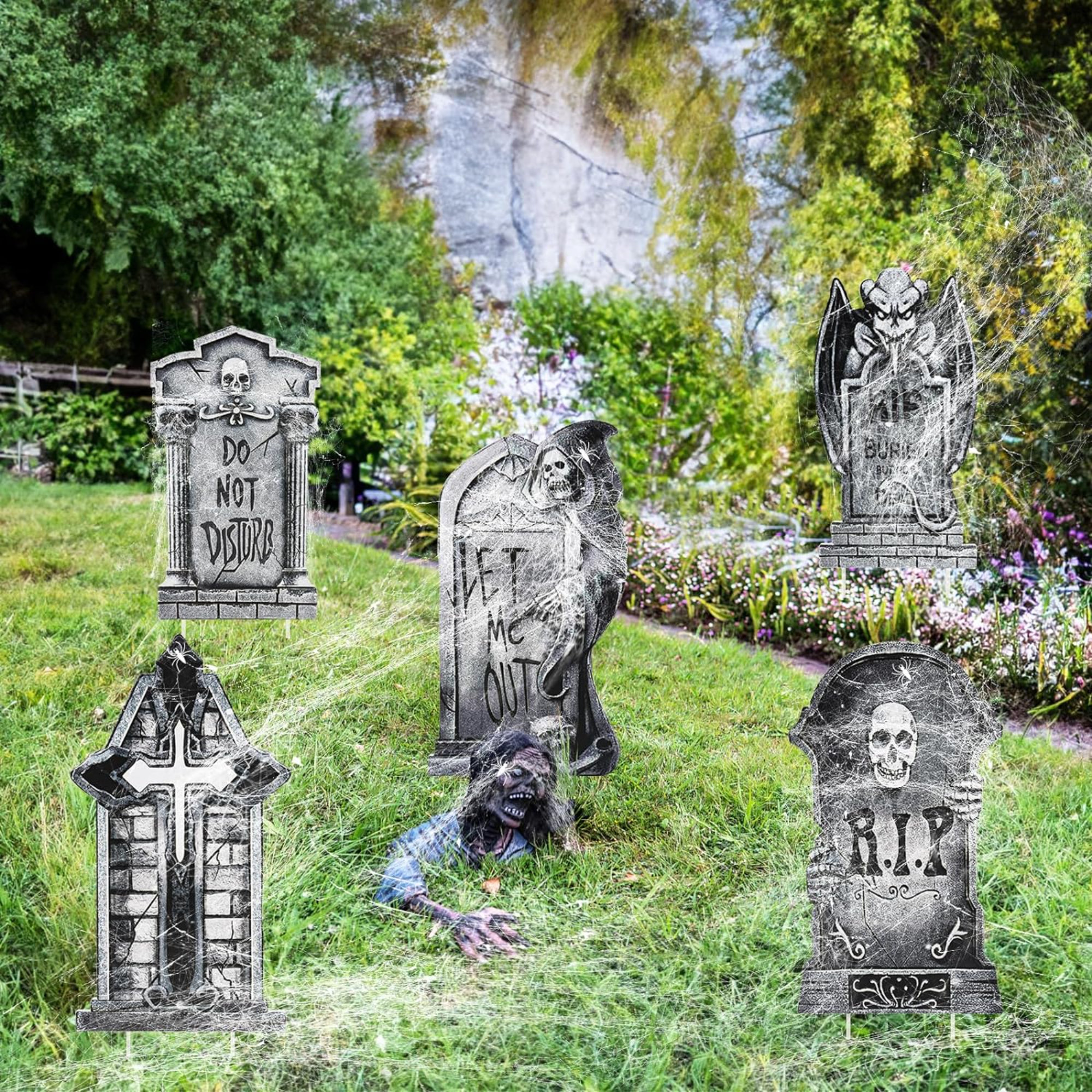 The Holiday Aisle® Halloween Tombstone Yard Signs Decorations,RIP ...