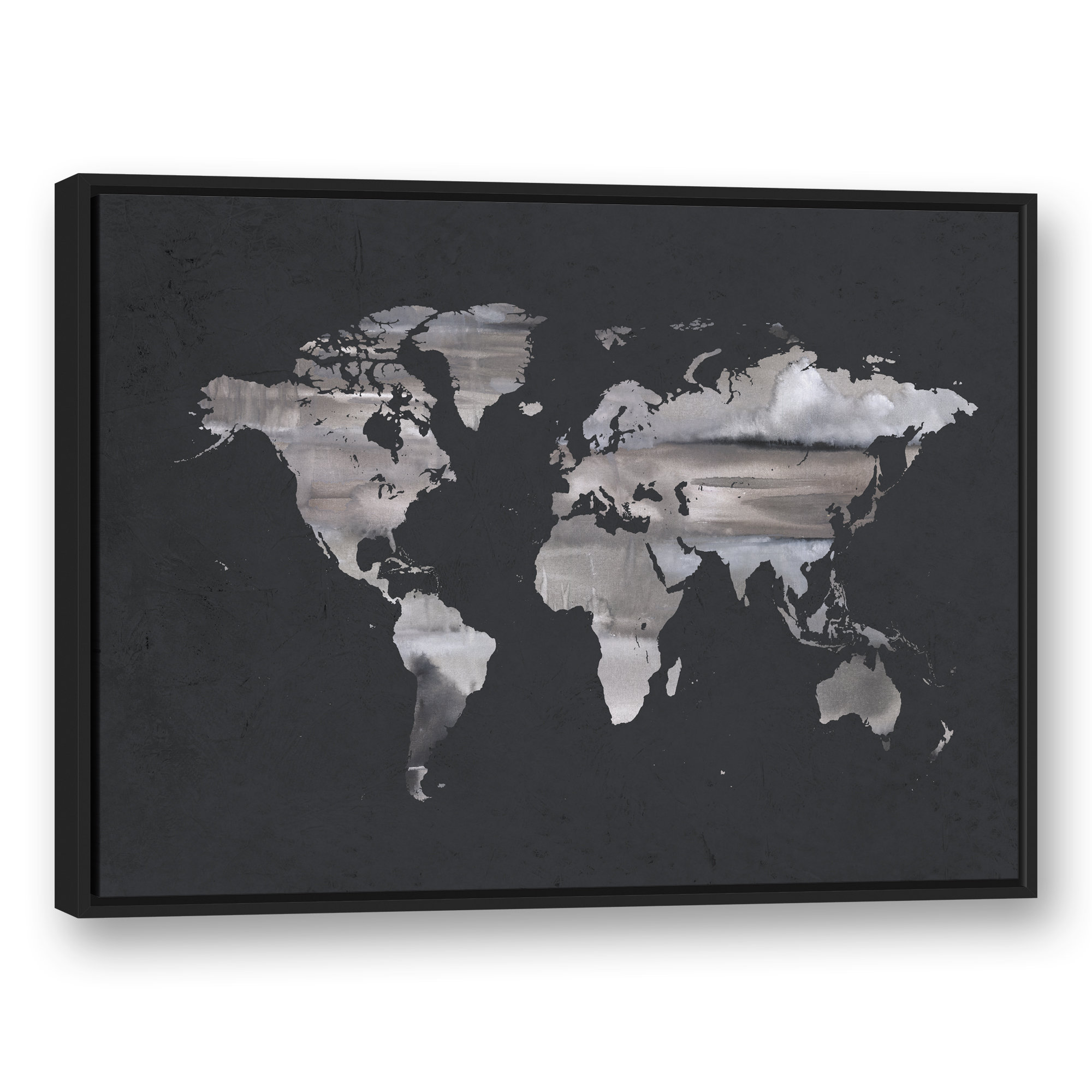 Brayden Studio® 'Grey World Map' Rectangle Watercolor Painting Print on ...