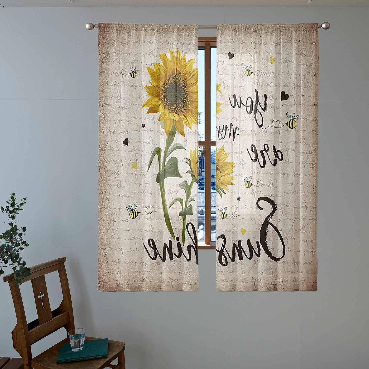 Gracie Oaks Mehrnoush Voile Sheer Curtain , Rod Pocket Sheer Window ...