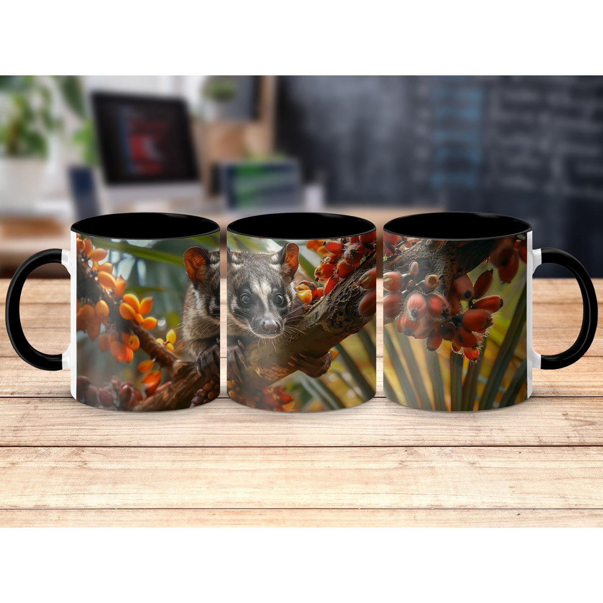 East Urban Home Set of 3 Realistic Animal Design 11oz Accent Mugs ...