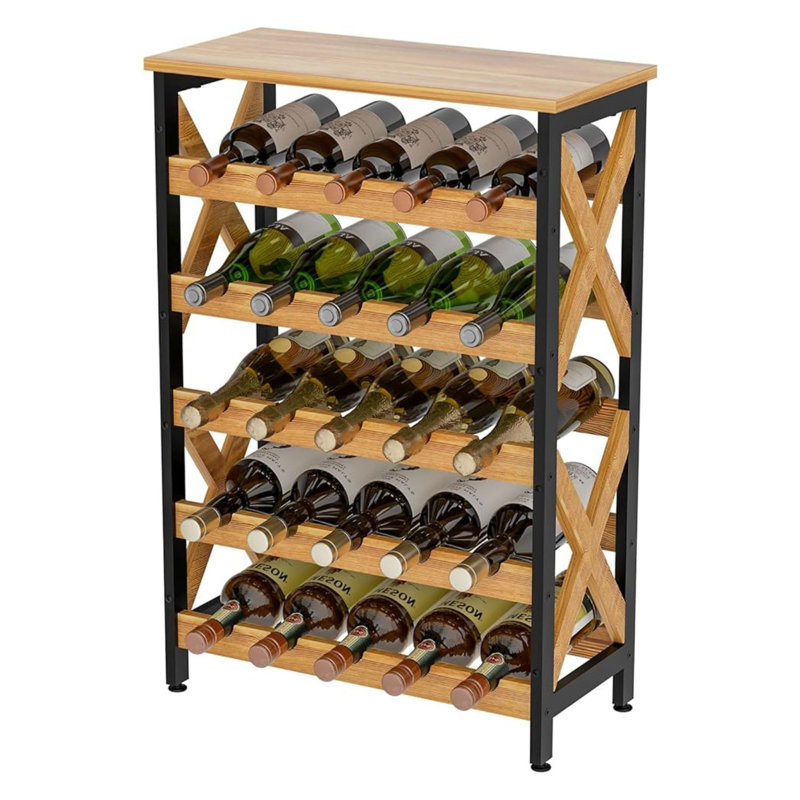 Gracie Oaks 25-Bottle Freestanding Rustic Floor Wine Rack | Wayfair