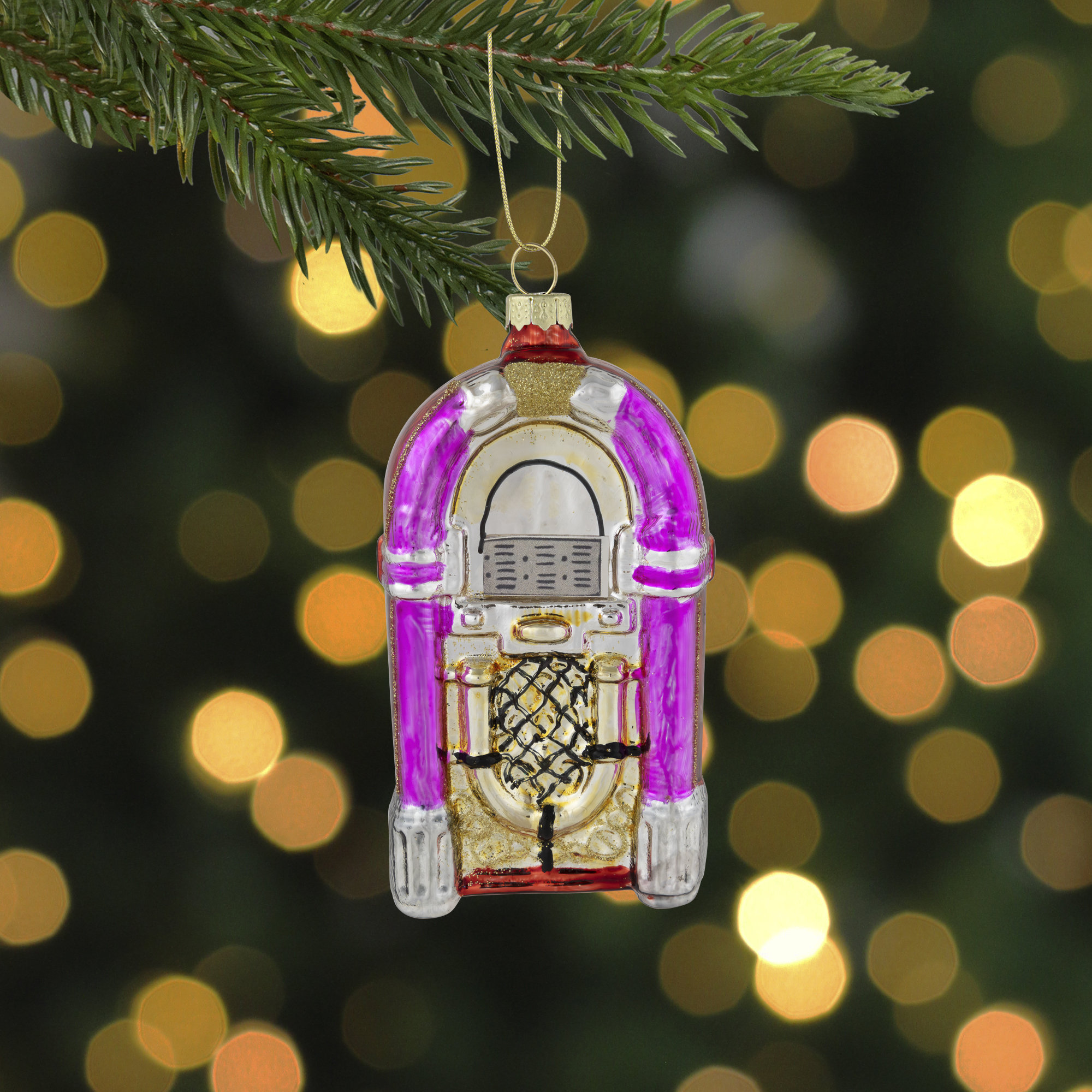 Northlight Seasonal 5" Pink Retro Juke Box Glass Christmas Ornament ...