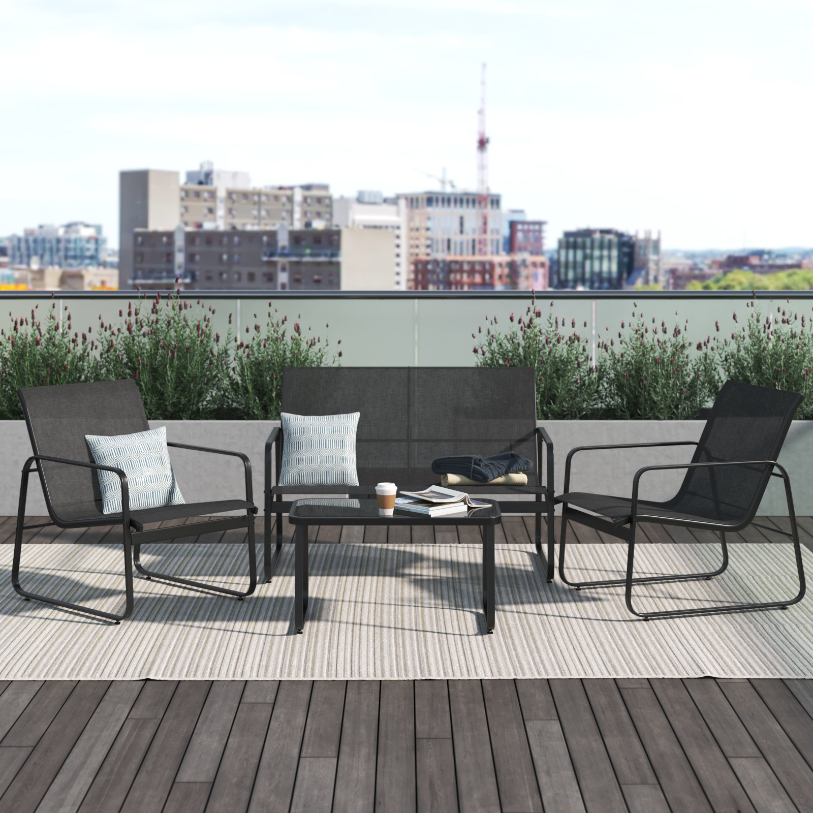 Wade Logan Bebee Metal 4 - Person Seating Group & Reviews | Wayfair