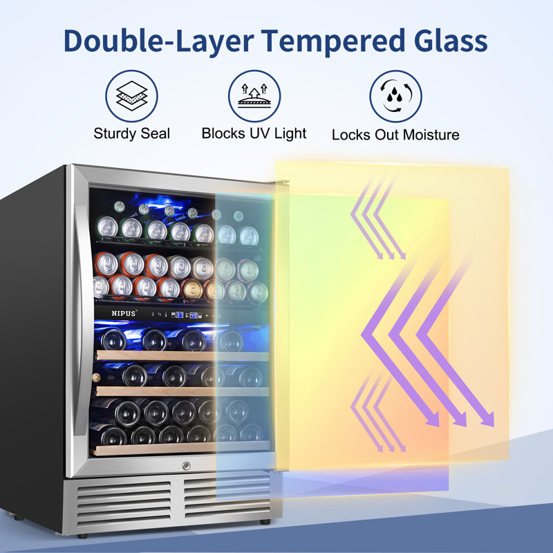 Nipus 24 Inch 94 Can and 27 Bottle Dual Zone Wine & Beverage ...