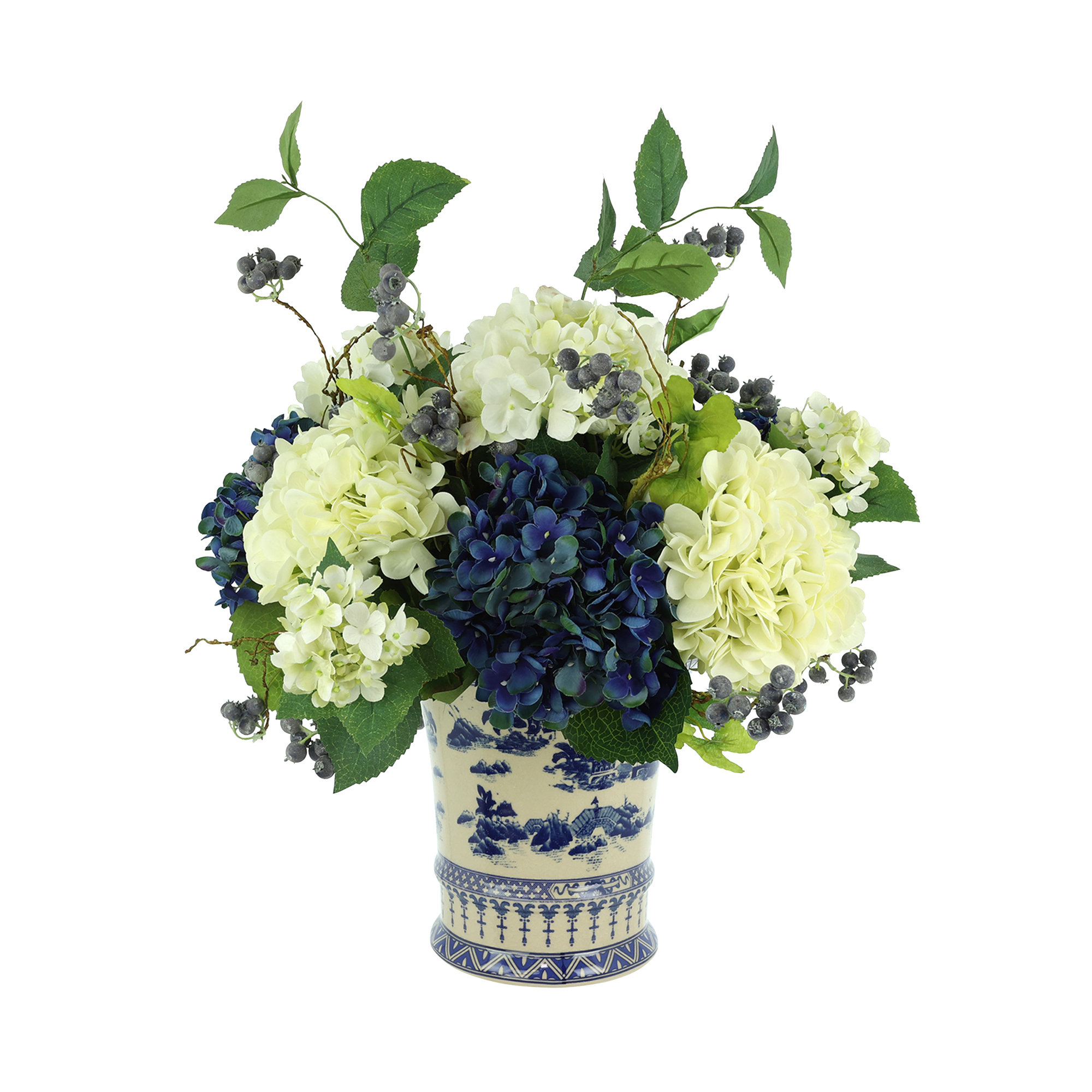 Creative Displays, Inc. Faux Hydrangeas in Decorative Ceramic Vase ...