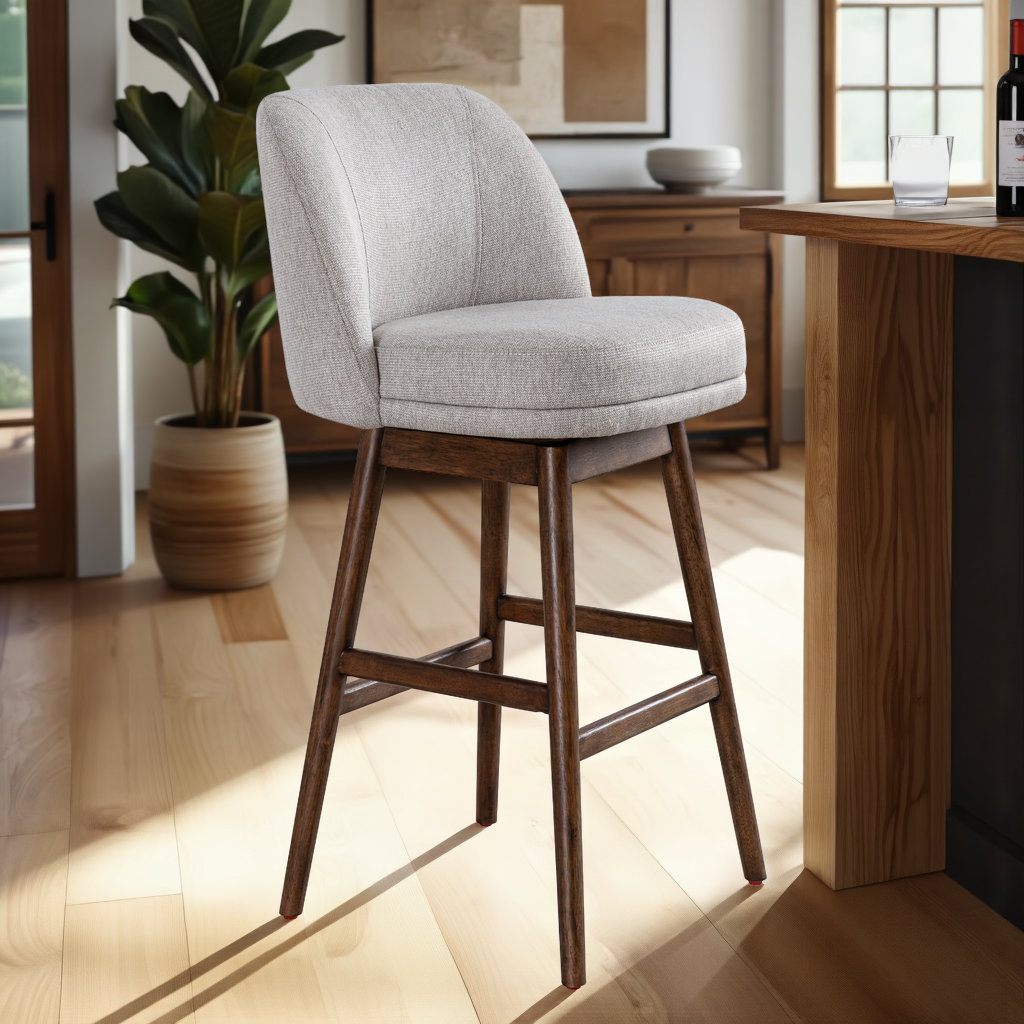 George Oliver Watkin Solid Wood Upholstered Counter Height Or Bar ...