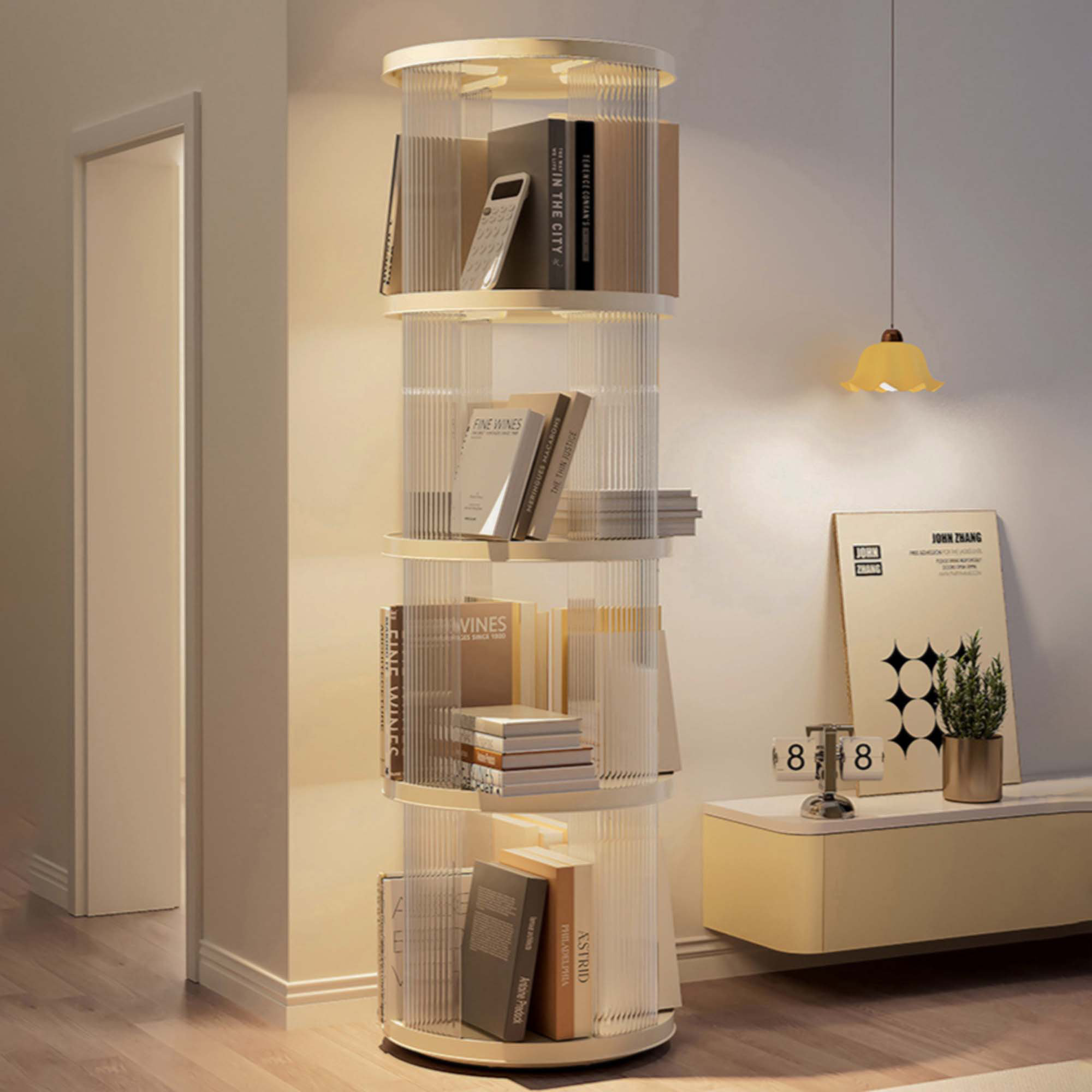 George Oliver Tashfeen 360° Rotating Bookshelf, Small Corner Bookcase ...