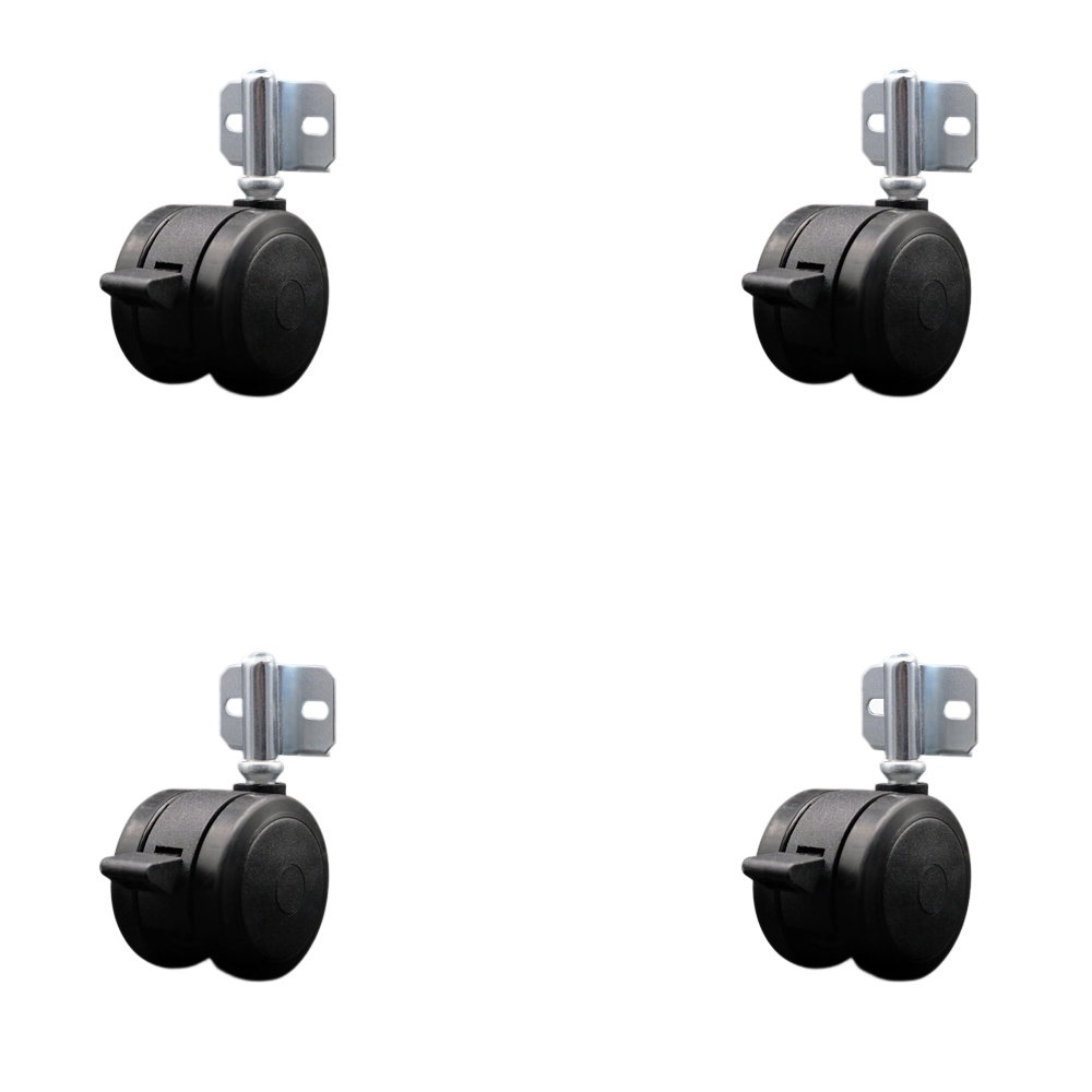 Service Caster 2 Inch Black Floor Safe Twin Wheel Casters with Brakes ...