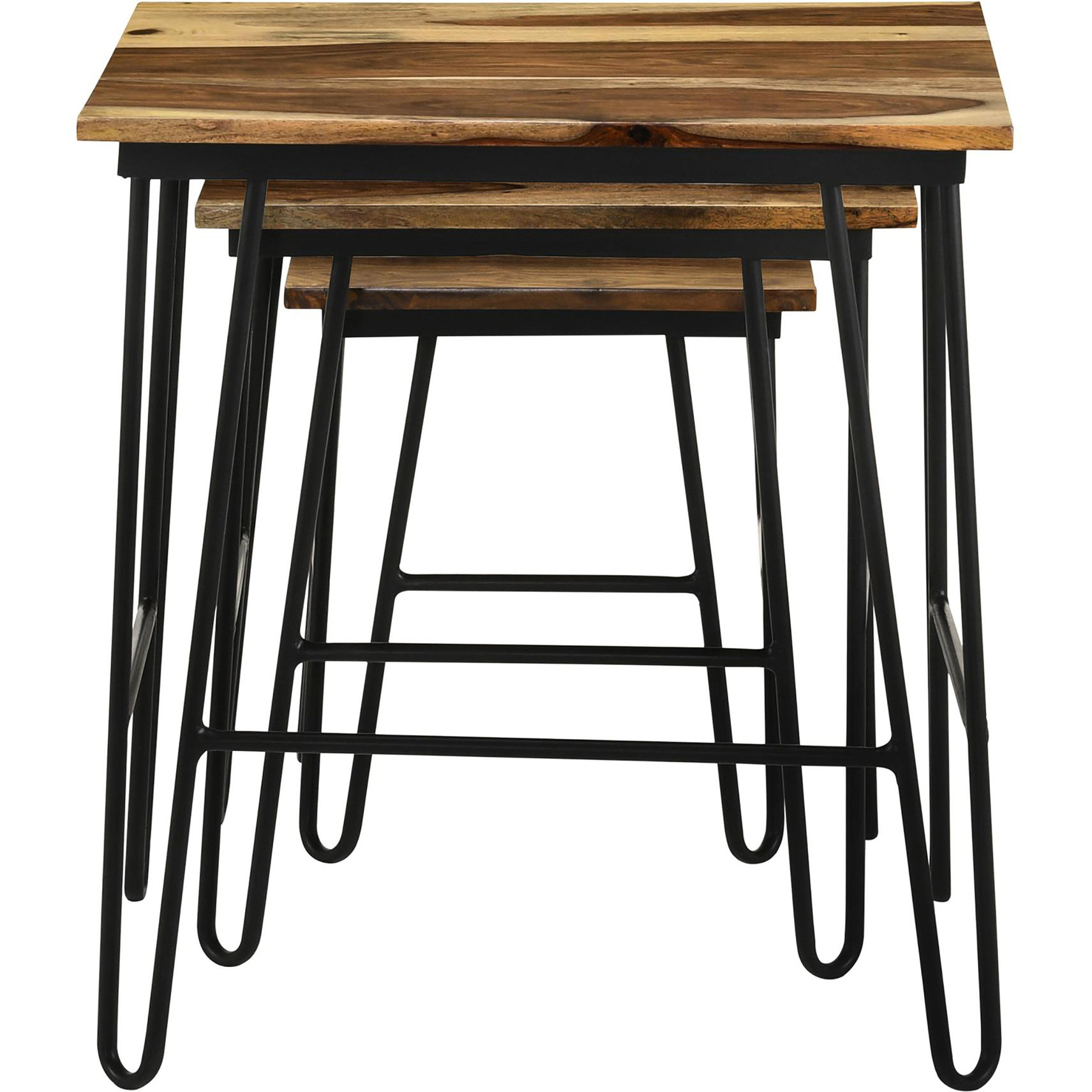 17 Stories Wood Nesting Tables With Black Iron Support And Stability Of ...