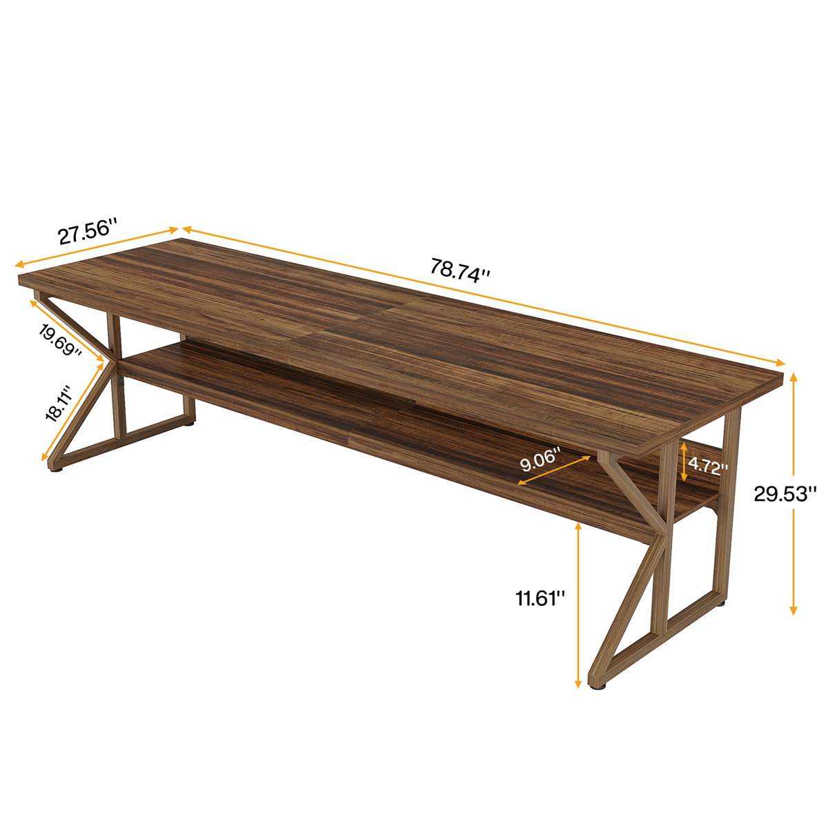 Inbox Zero Xochitl 78.74'' W Extra Long Computer Desk with Storage ...