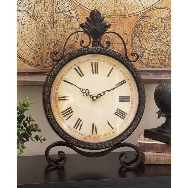 Winston Porter Traditional Analog Quartz Tabletop Clock in Brown ...