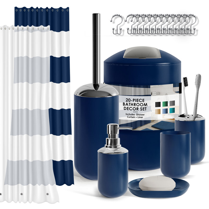 Clara Clark 20 Piece Complete Bathroom Accessory Set with Shower ...