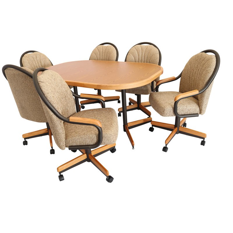 CasterChairCompany 7-Piece Extendable Double-Pedestal Caster Dining Set ...