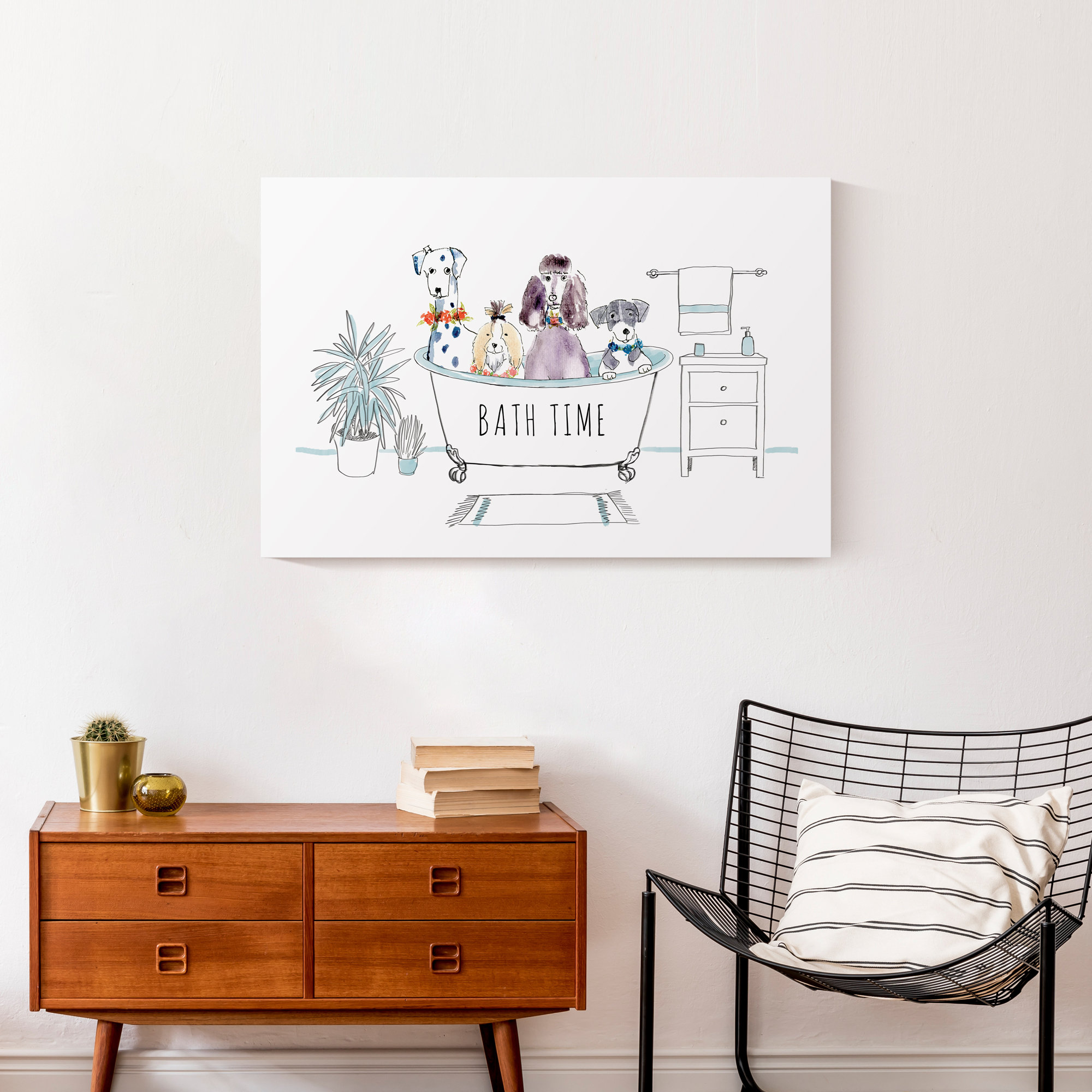 Red Barrel Studio Bath Time Dog 1 - Wrapped Canvas Painting - Wayfair ...