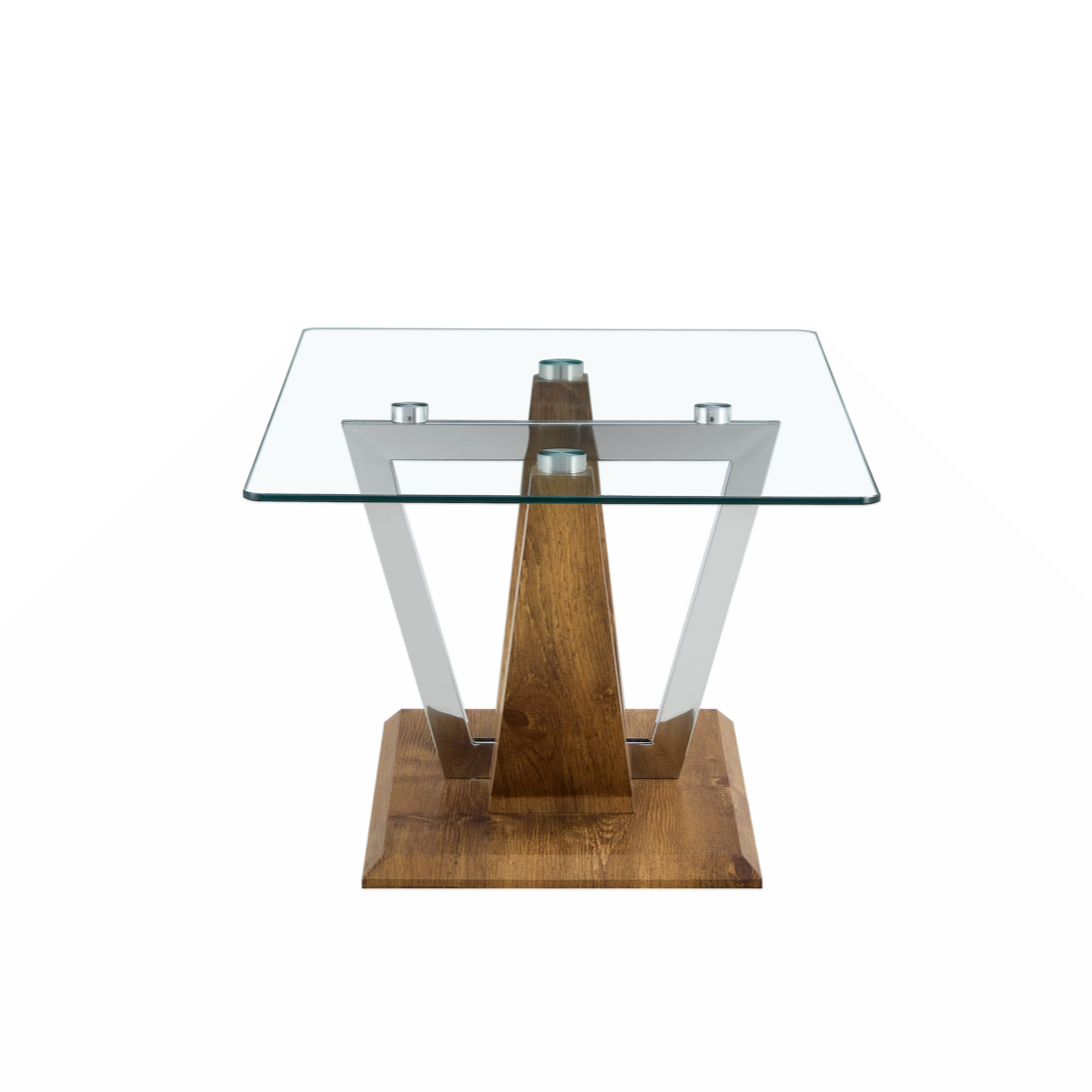 George Oliver Modern glass coffee table with wooden MDF legs and ...