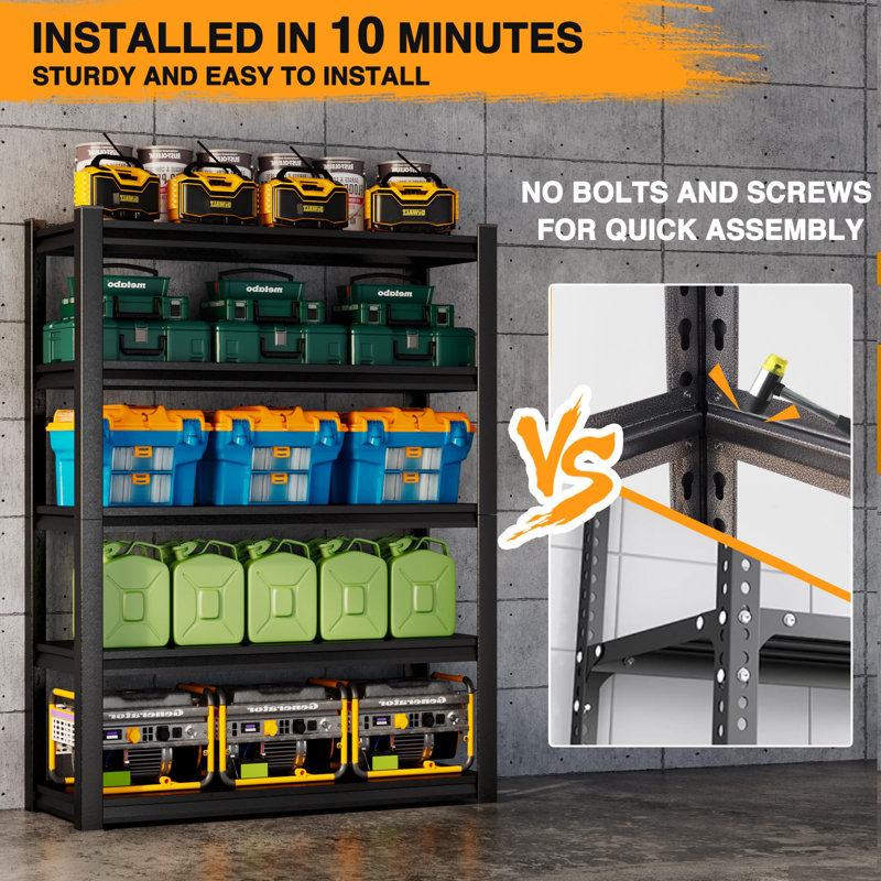 Rebrilliant Kyhl 5-Tier Metal Garage Storage Rack Metal Shelf with ...