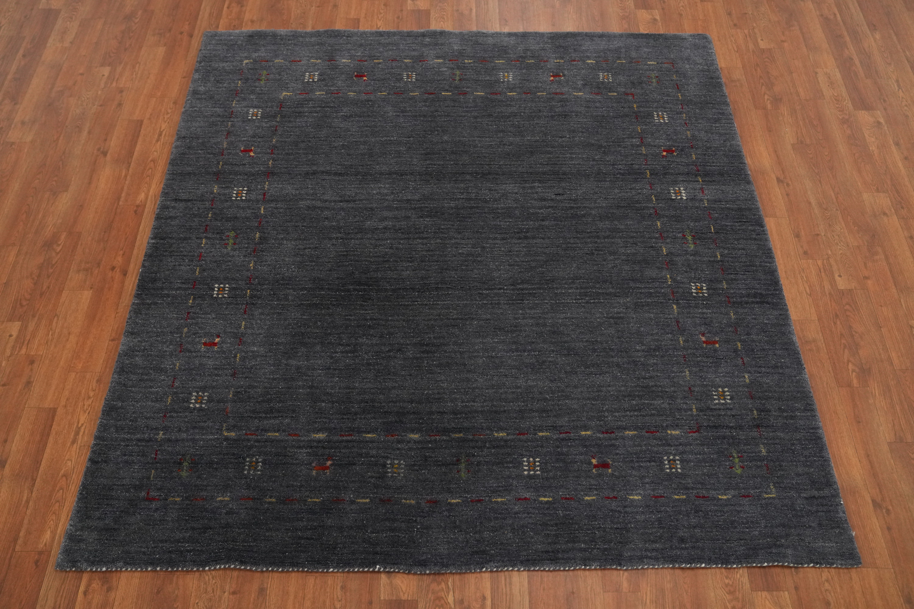 Hokku Designs Elegant Dark Grey Gabbeh Style Square Area Rug 6x6 | Wayfair