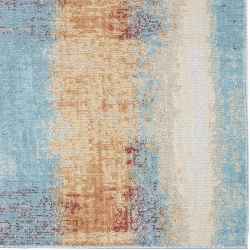 17 Stories Fales Machine Woven Orange/Blue Indoor/Outdoor Rug & Reviews ...