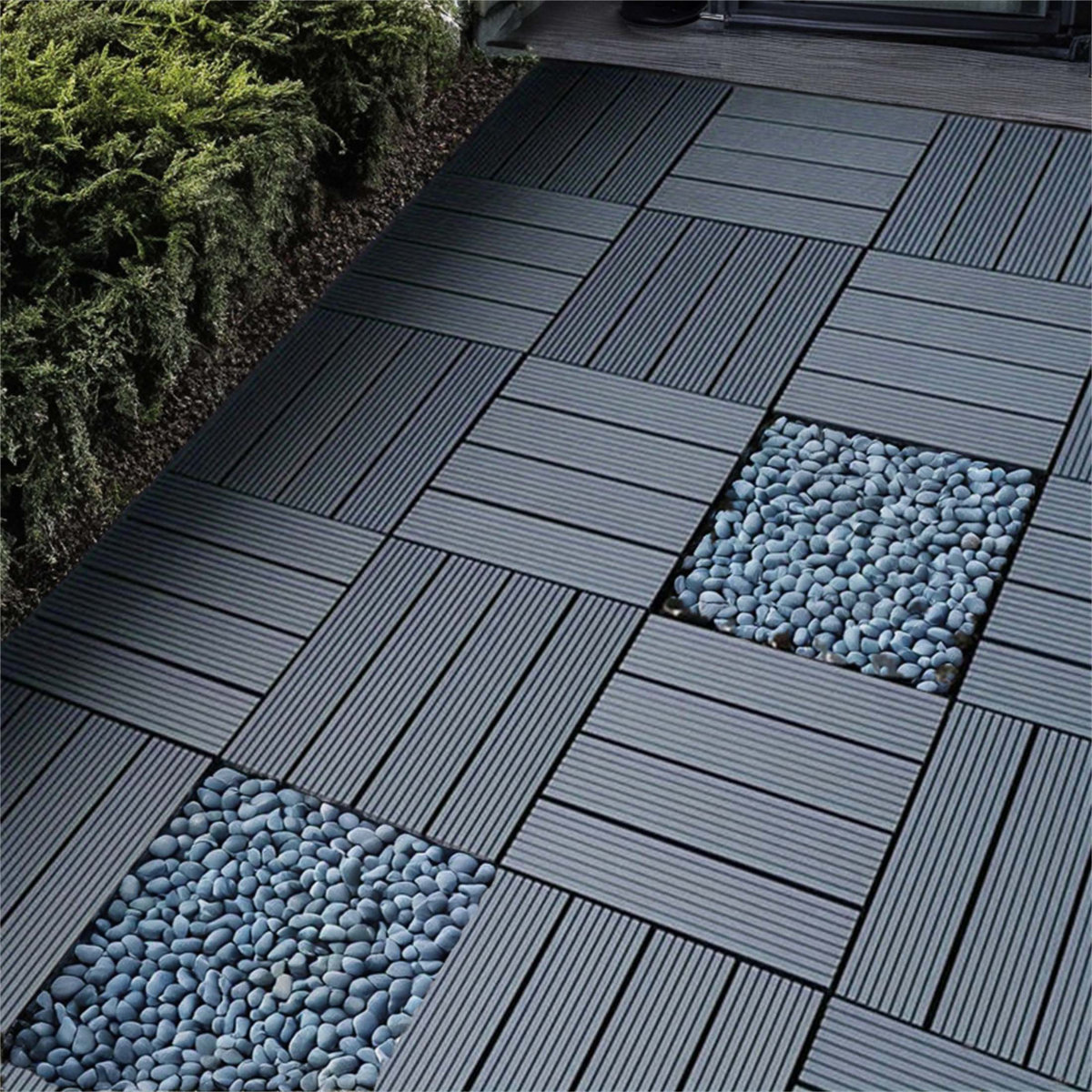 HBI home 54 Pack Interlocking Plastic Deck Tiles, Waterproof Outdoor ...