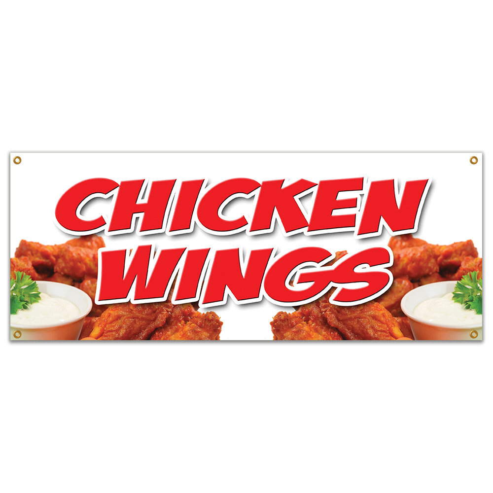 SignMission CHICKEN WINGS BANNER SIGN Crispy Spicy Buffalo Hot Dipping ...