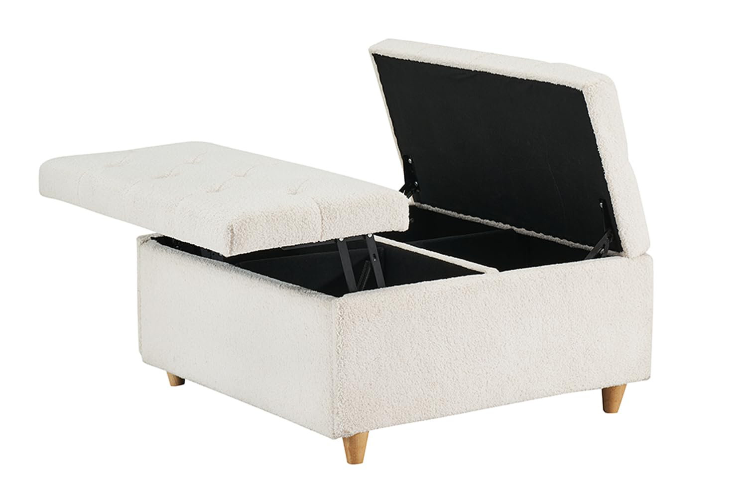 Hokku Designs Ottoman Coffee Table With Lift Top, Sherpa Fabric Tufted ...