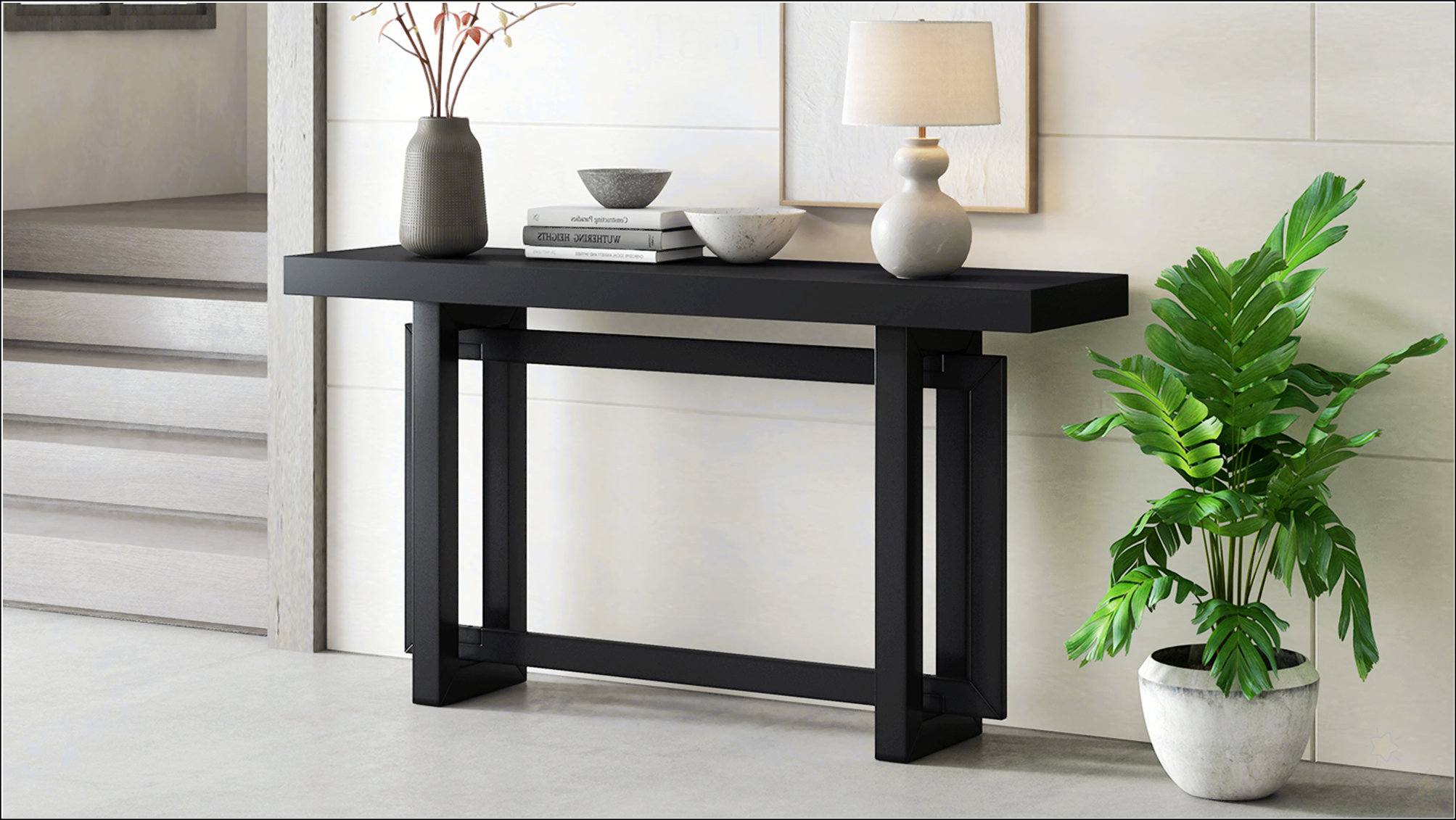 MaMa Contemporary Console Table With Wood Top, Extra Long Entryway ...