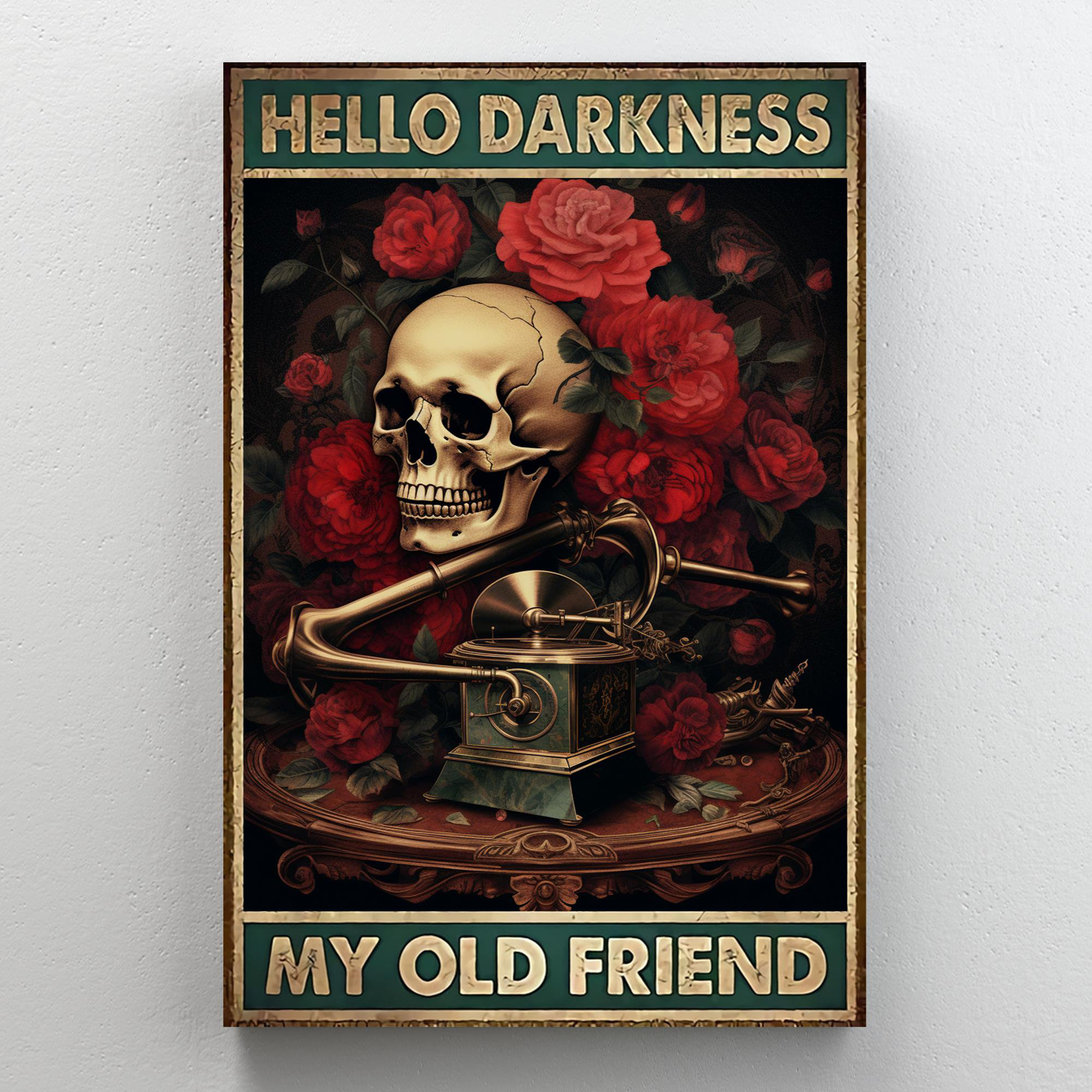 Trinx Phonograph Hello Darkness - 1 Piece Rectangle Graphic Art Print ...