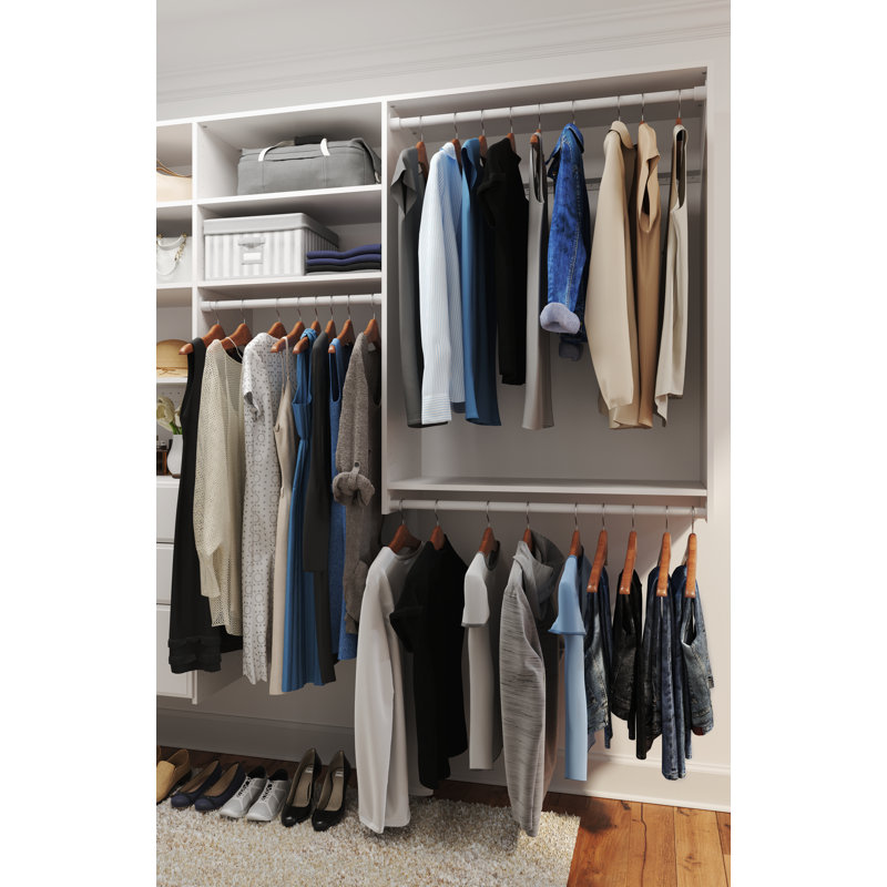 Dotted Line™ Grid 65" W - 113" W Corner Closet System (Can be Cut to ...