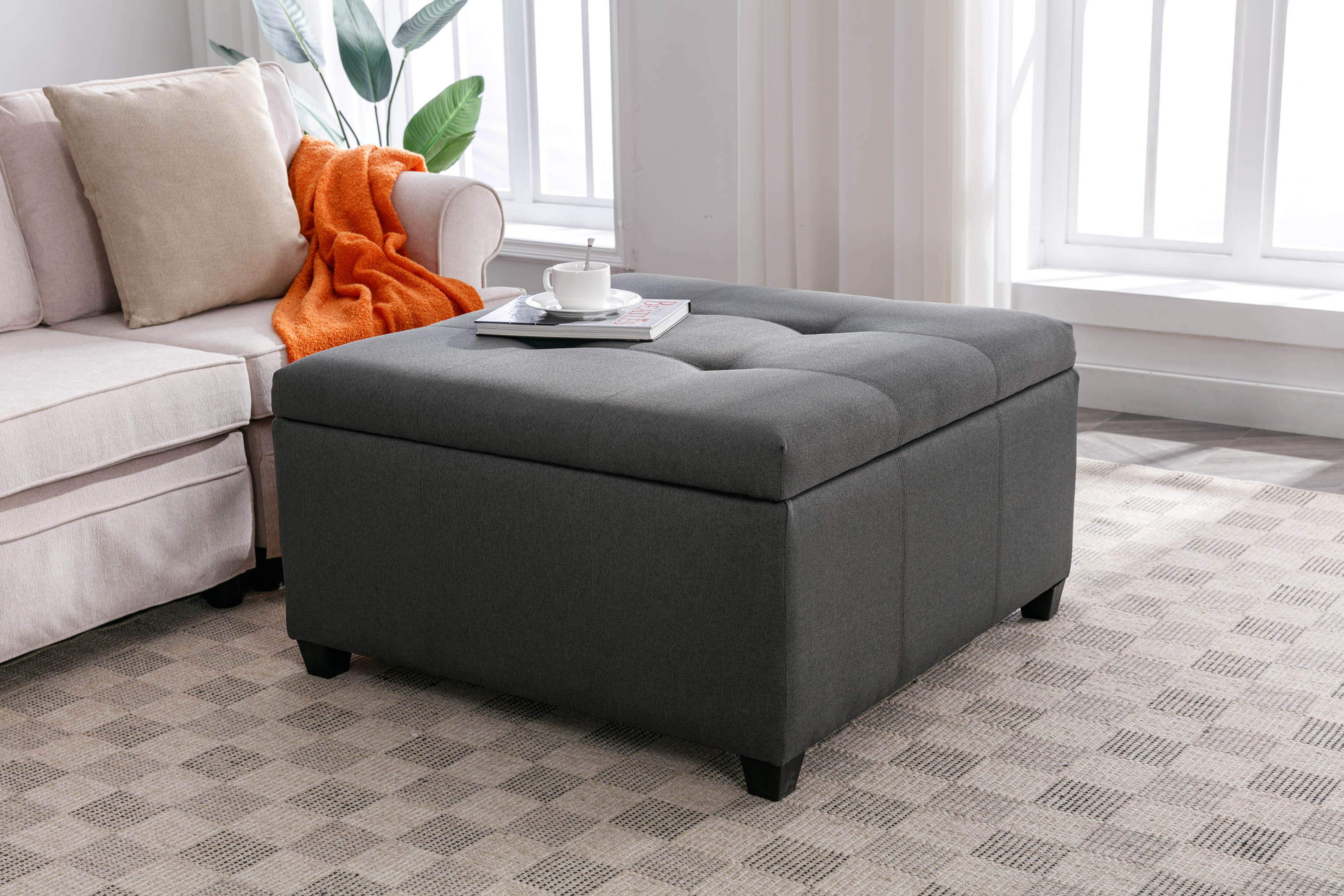 Wade Logan Bagent Tufted Fabric Flip Top Storage Ottoman & Reviews ...