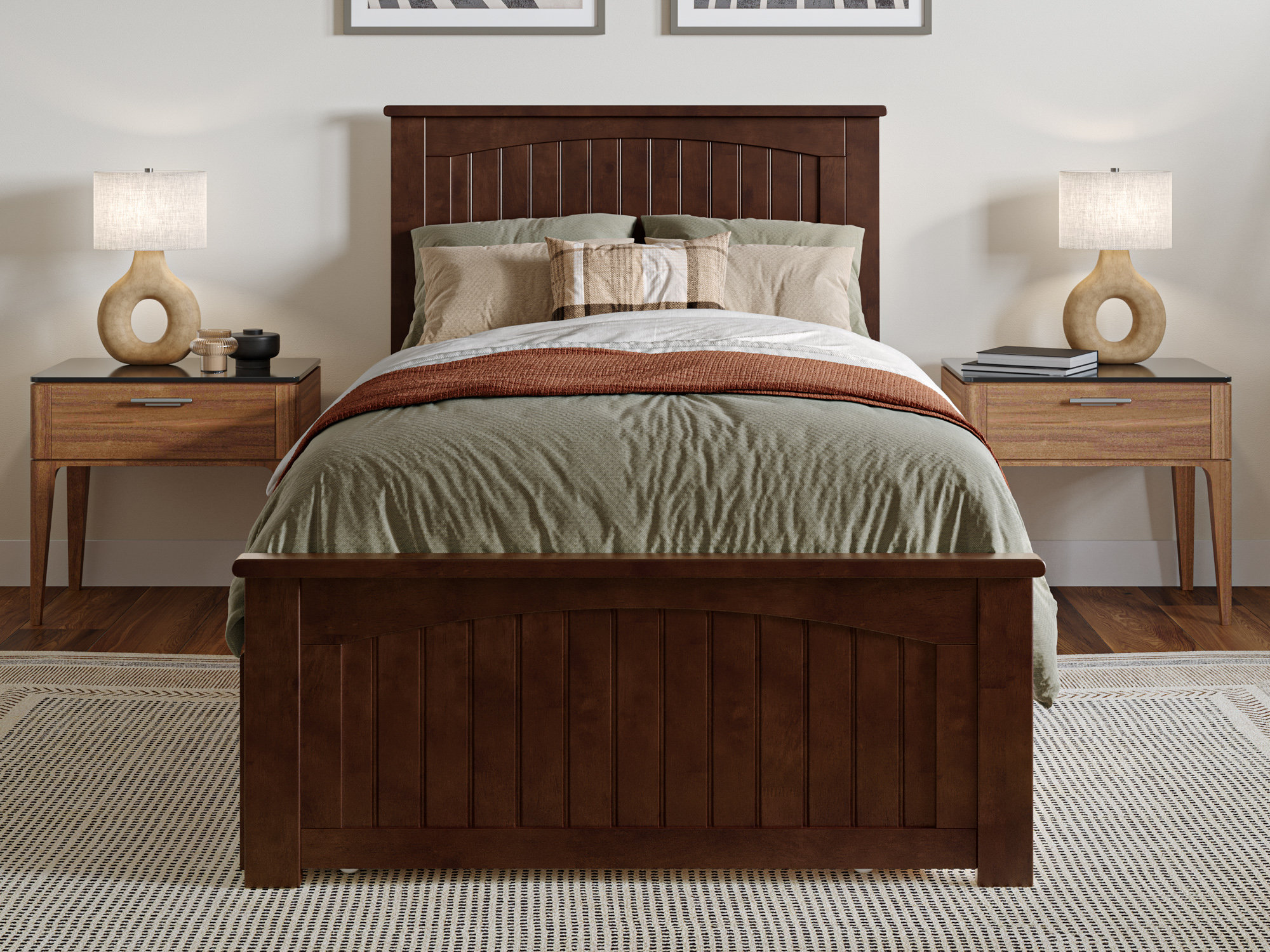 AFI Furnishings Nantucket King Solid Wood Platform Bed with Footboard ...