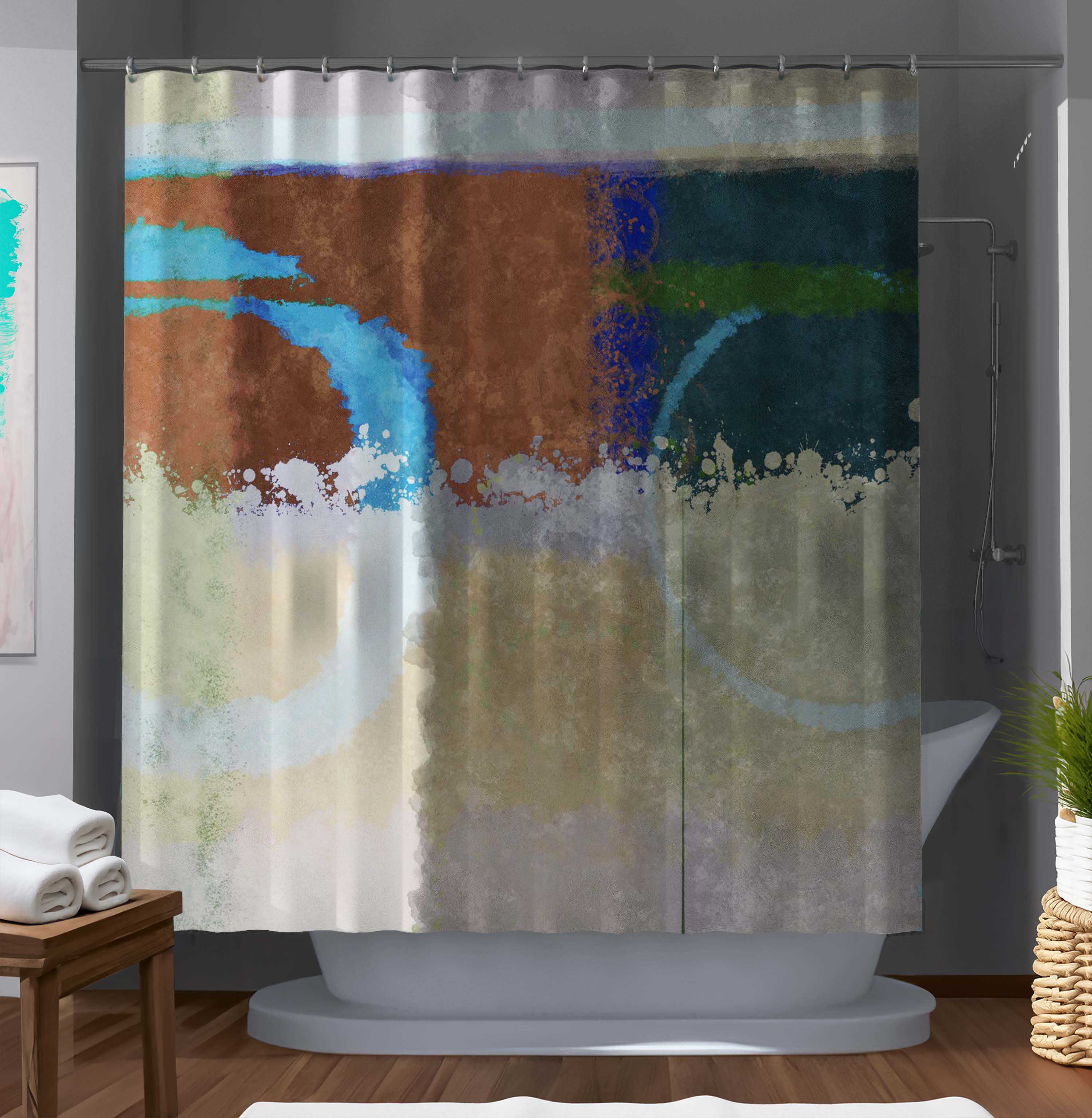 East Urban Home Eitzen Abstract Shower Curtain | Wayfair