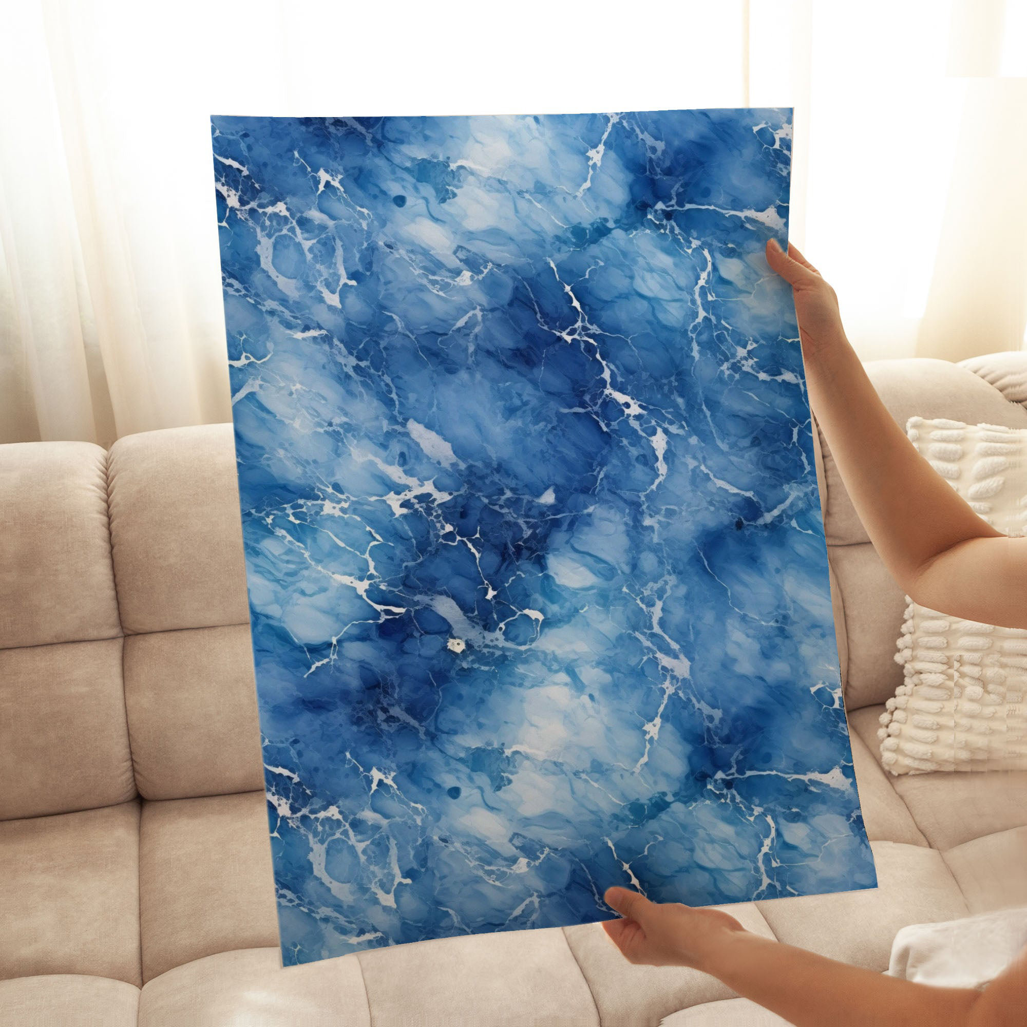 Winston Porter Abstract Blue Marble Geode VIII Modern Unframed Art ...