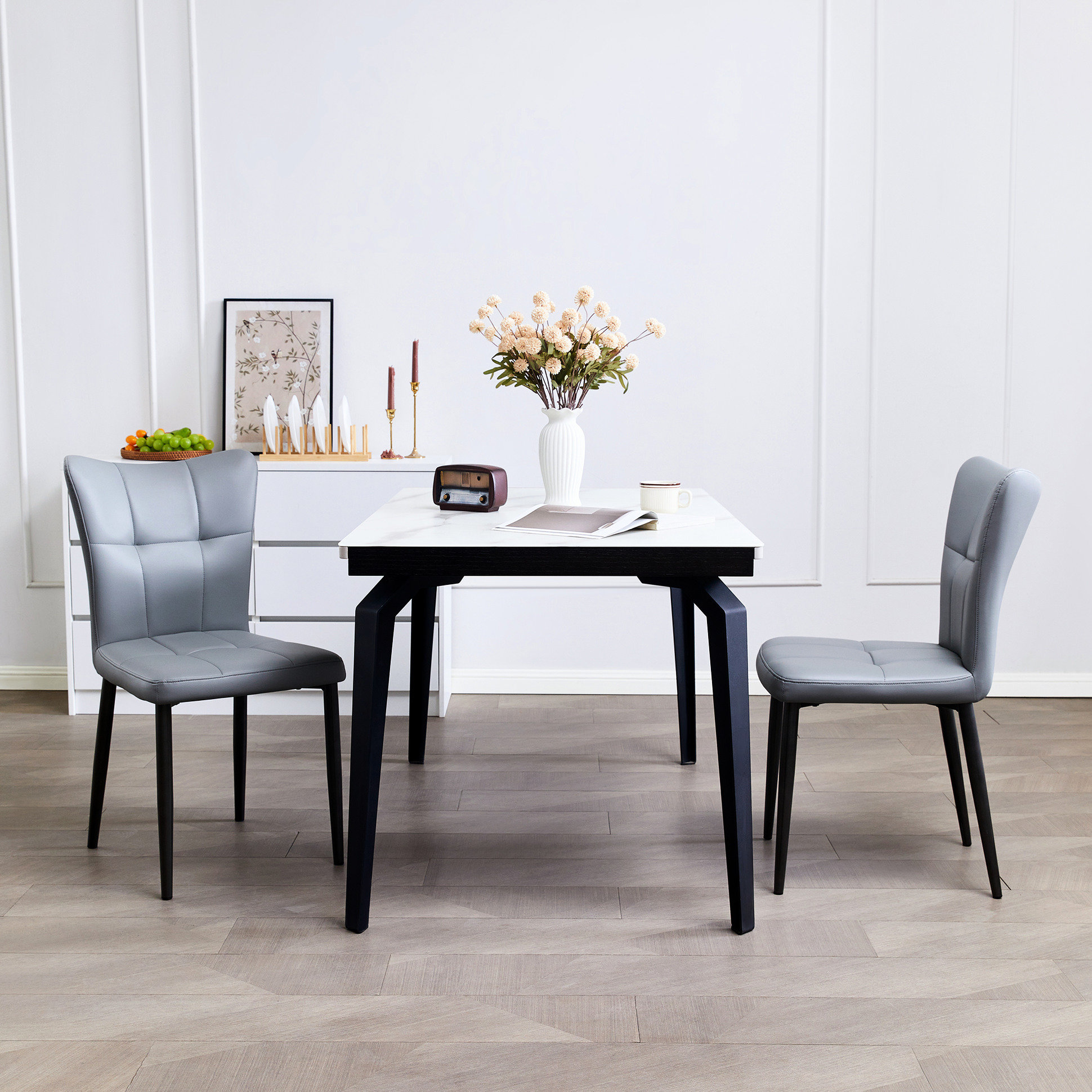 Latitude Run® Two Comfortable High - Back Dining Chairs With Iron ...