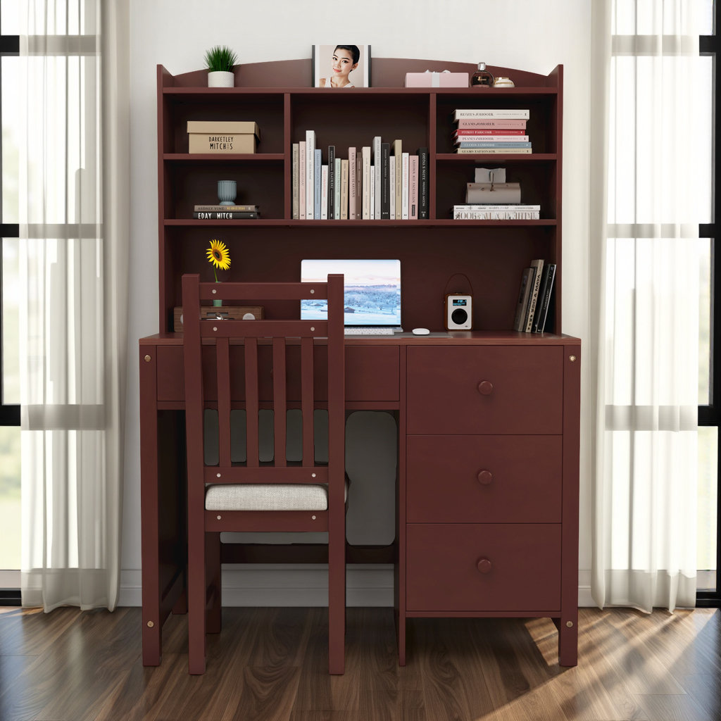 Lark Manor™ Vintage 40'' Home Executive Desk Set with Upholstered Chair ...