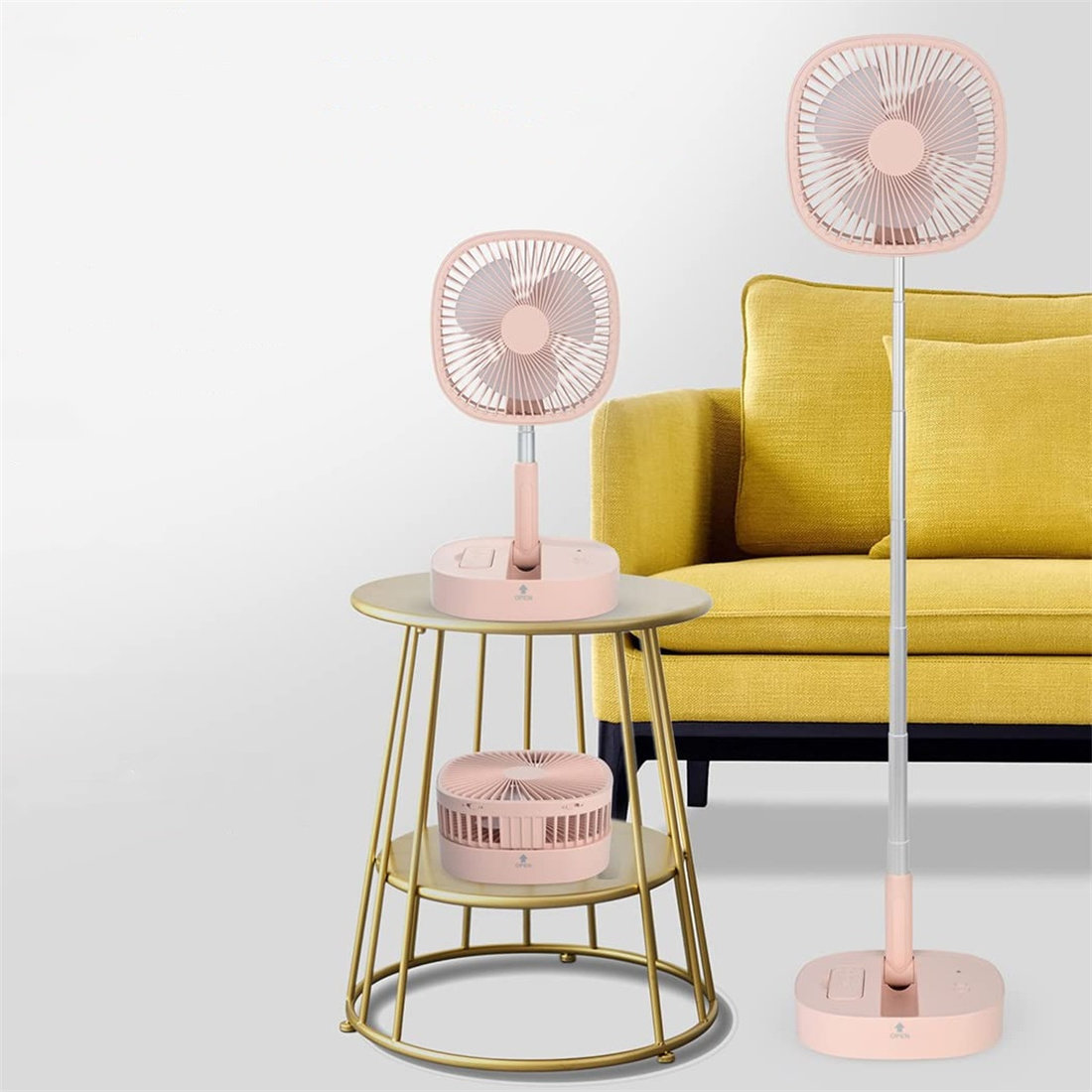 TOPEFIC Folding Portable Base Fan, Wireless Use Of 7200Mah Rechargeable ...