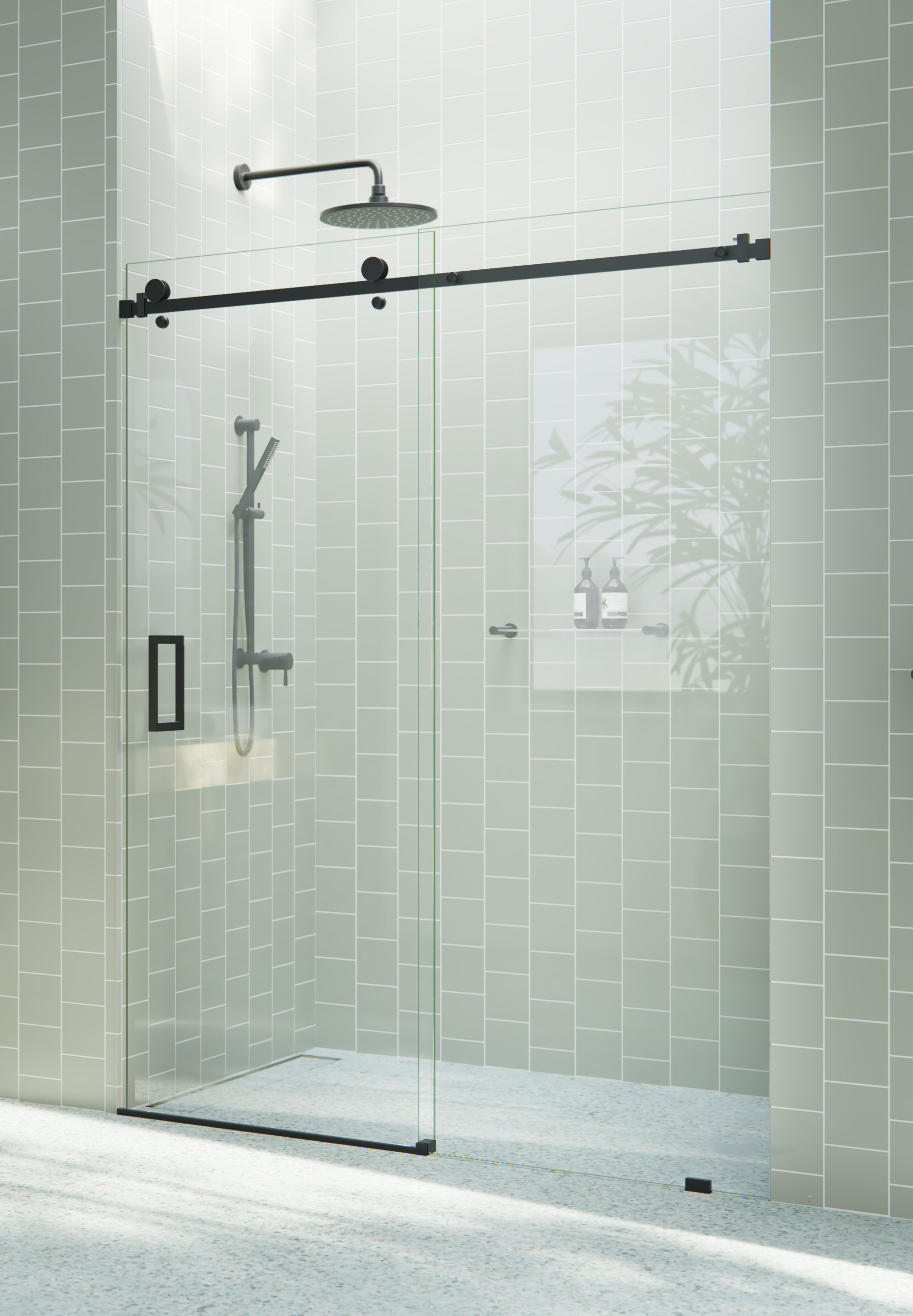 Glass Warehouse Astro 68 - 72 in. x 78 in. Fully Frameless Glass Sliding Shower Door & Reviews ...