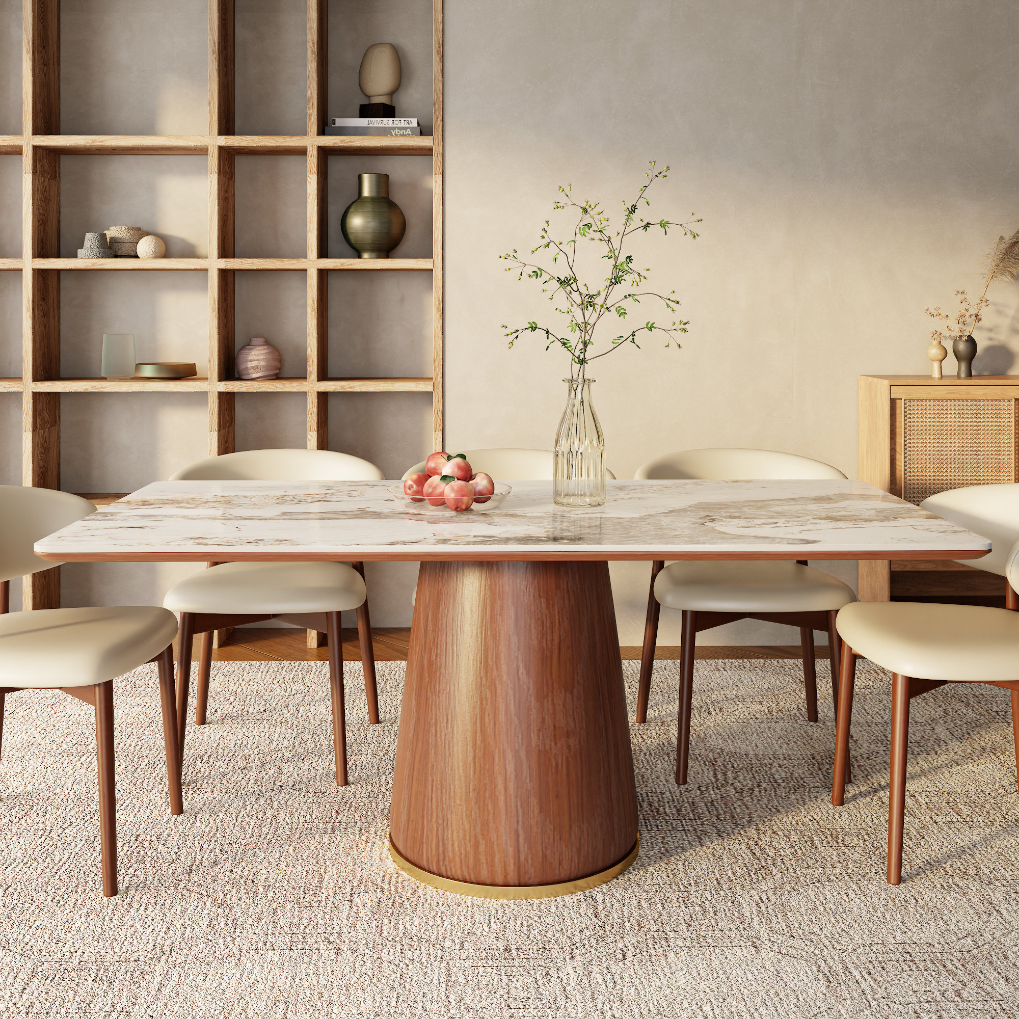 Wrought Studio™ Mid Century Rectangular Ayala With Glossy Stone ...