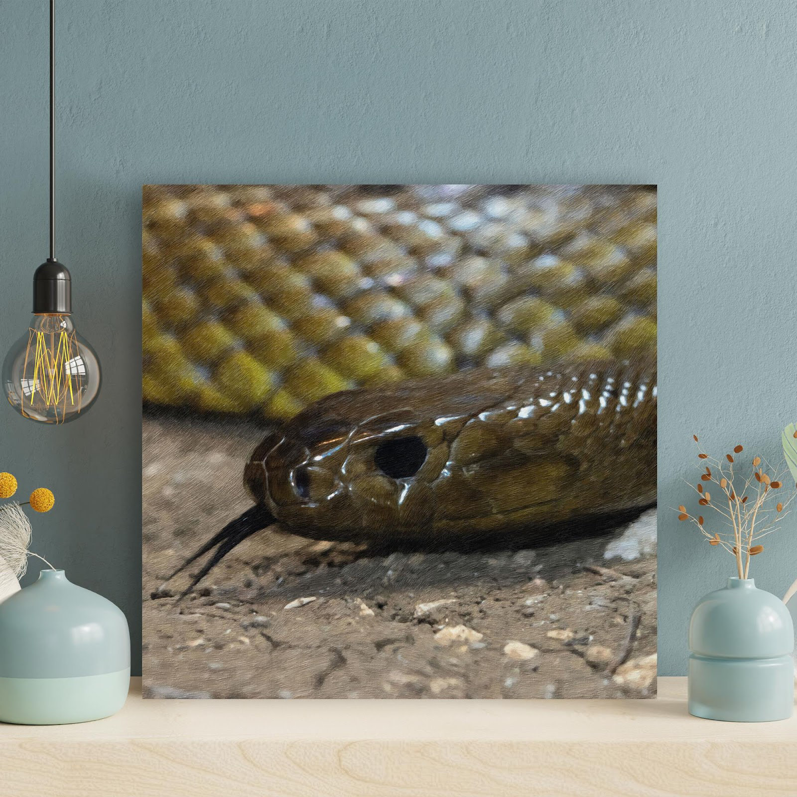 Latitude Run® Silver And Gold Snake On Ground - Wrapped Canvas Painting ...