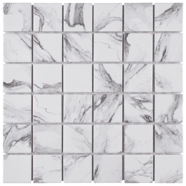 Merola Tile Katina Calacatta 11-5/8 in. x 11-5/8 in. Porcelain Mosaic ...